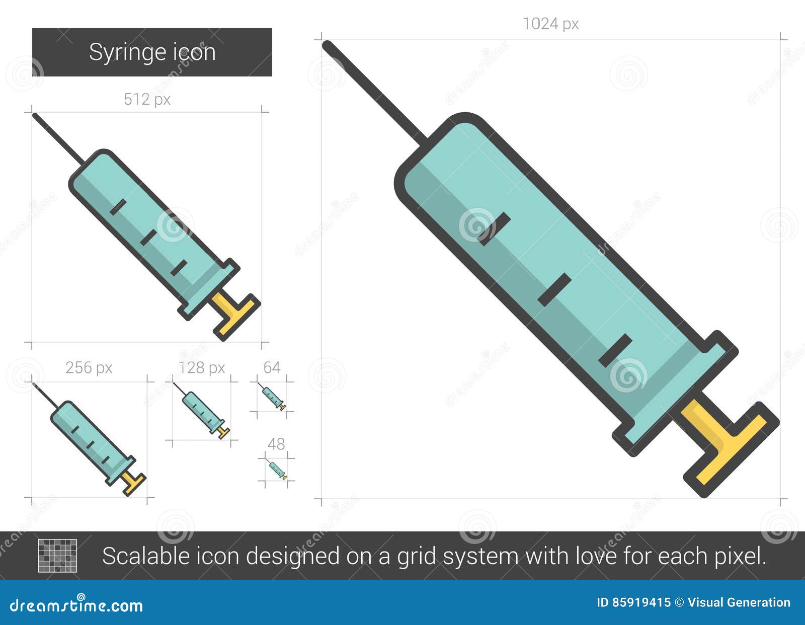 Syringe line icon. stock vector. Illustration of medicine - 85919415