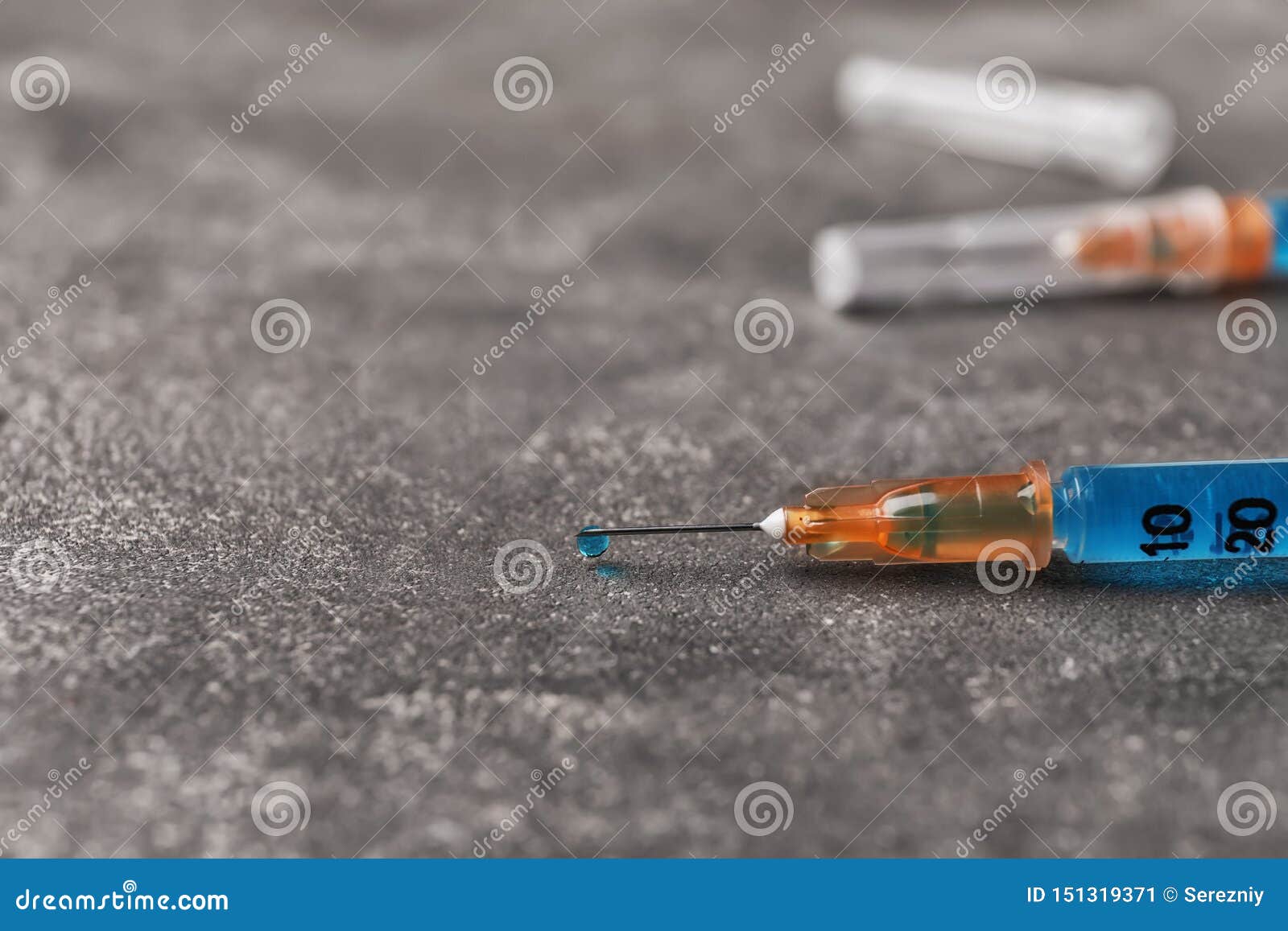 Syringe with Liquid on Grey Background Stock Image - Image of color ...