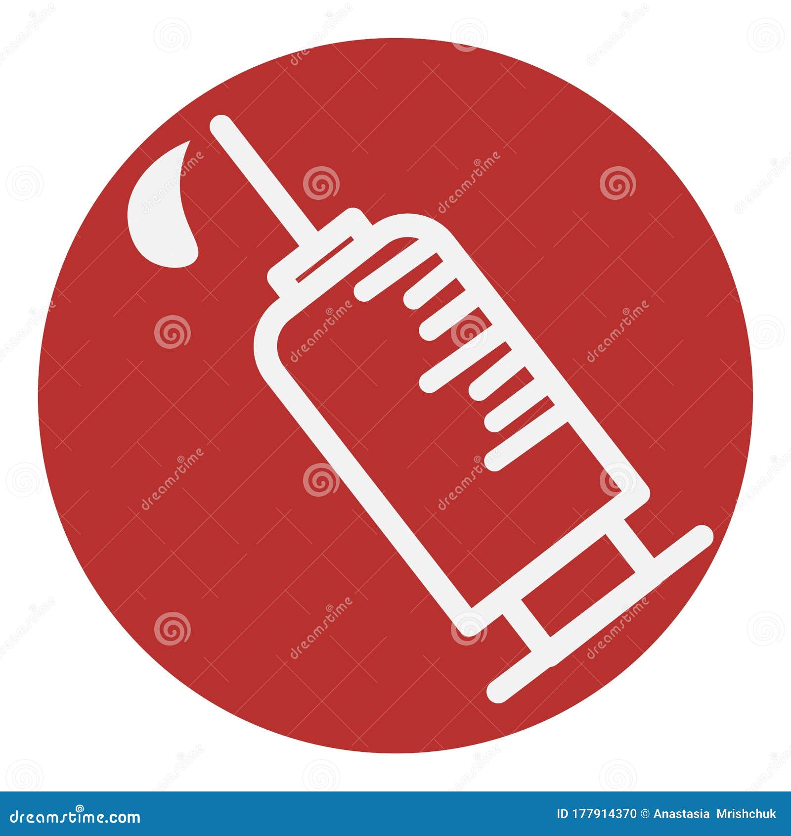 Syringe Logo on Red Background. Vector Illustration Stock Illustration ...