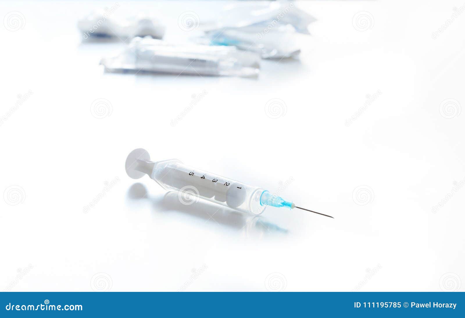 Syringe Lying on a White Table Stock Image - Image of inject, treatment ...