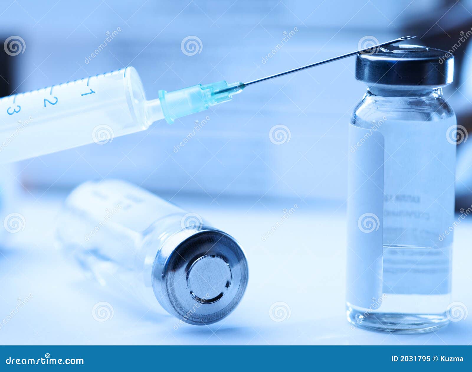 Syringe and Medicine for Injection Stock Image - Image of blue ...