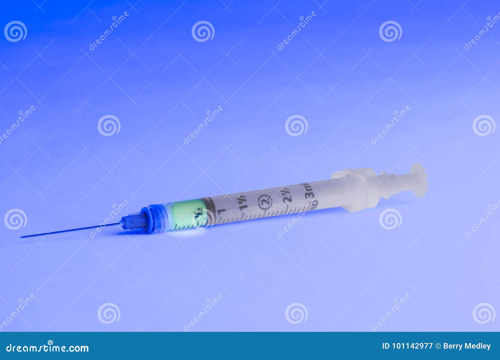 Syringe with Medicine Isolated in Shadow Stock Image - Image of needle ...
