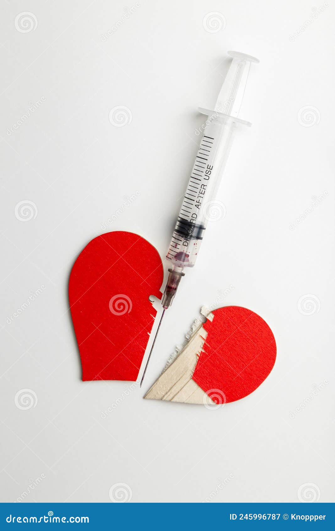 A Syringe with a Needle and a Broken Heart, Drug Addiction Stock Image ...