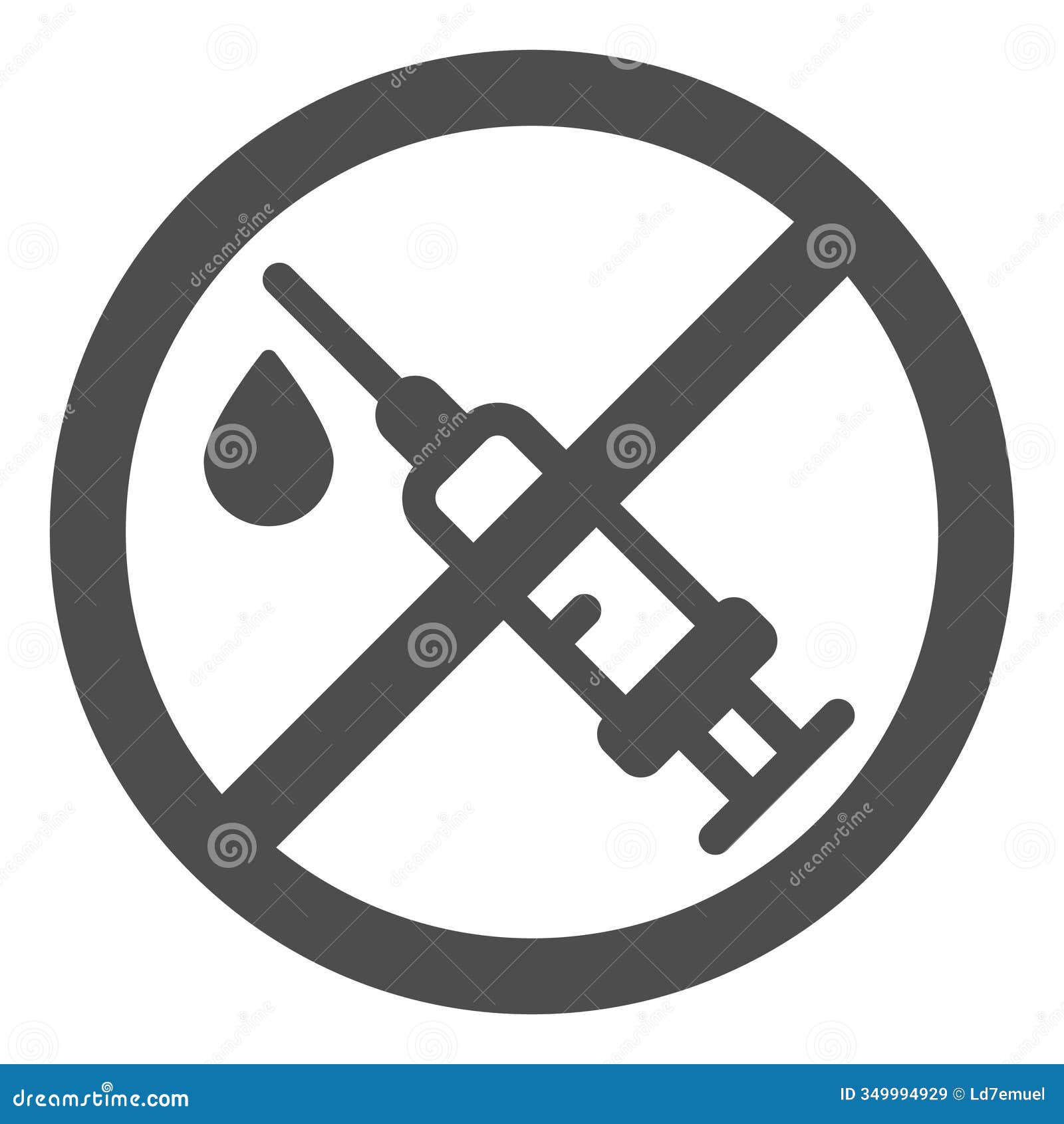 Syringe Needle with Drop Ban Solid Icon, Prohibited Elements Concept ...