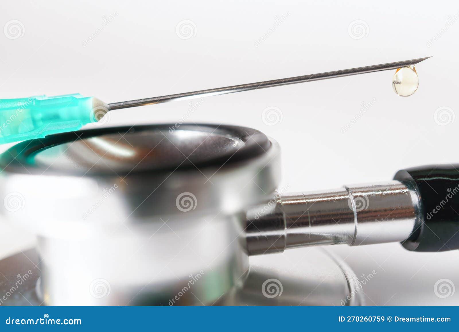 Syringe Needle with a Falling Drop Stock Image - Image of isolated ...