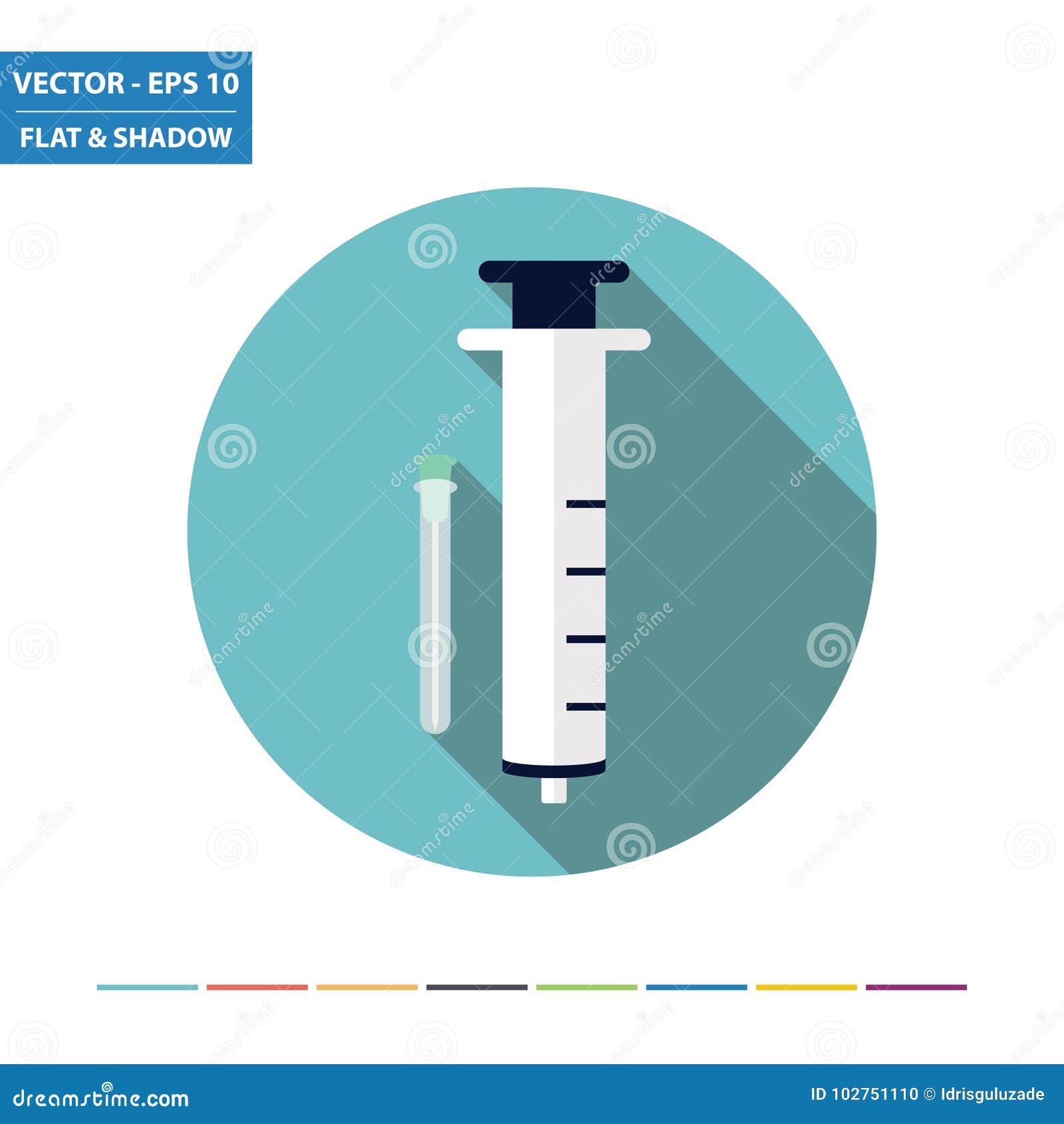 Syringe and Needle Flat Icon Stock Vector - Illustration of medical ...