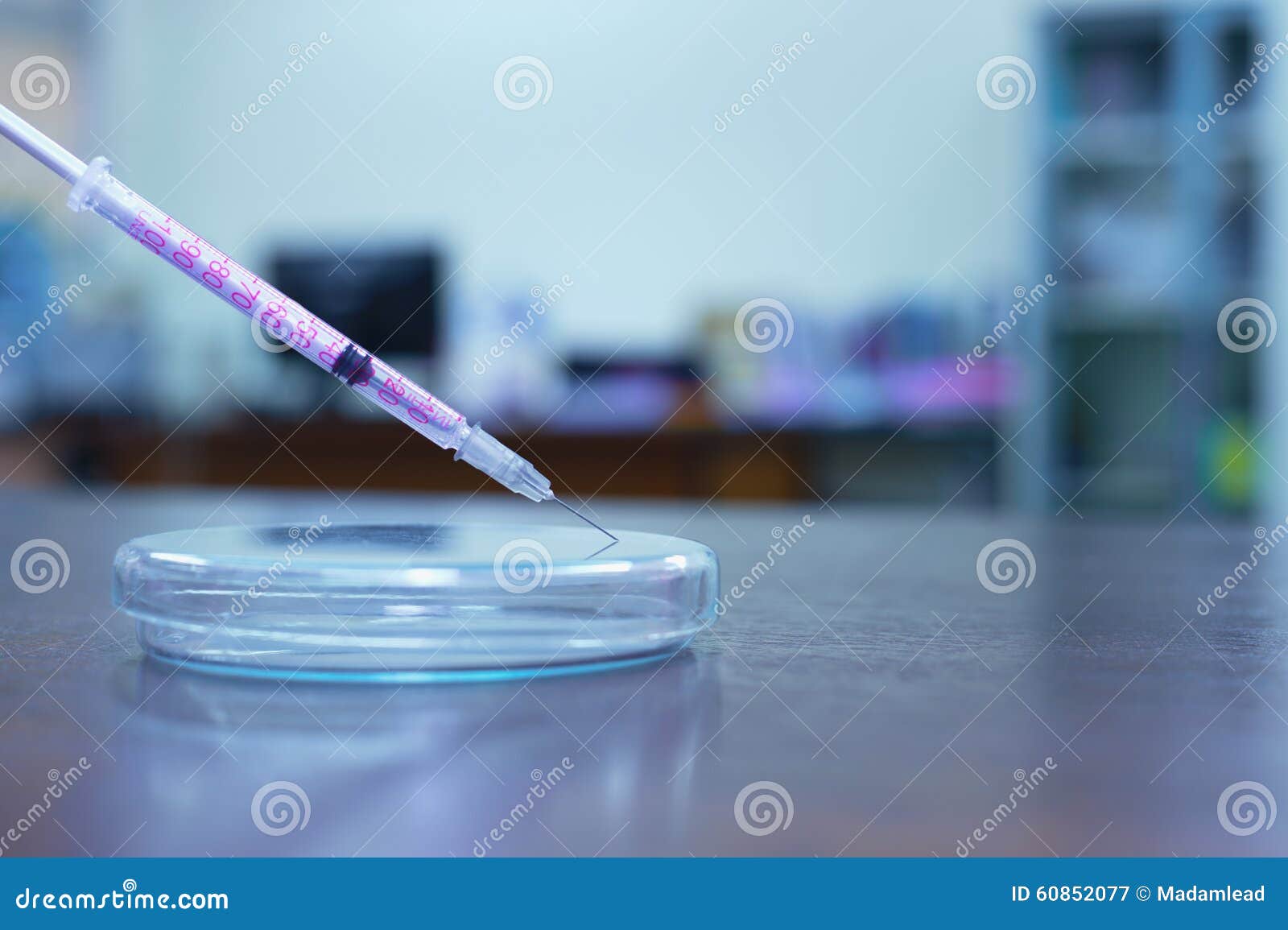 Syringe with Needle and Scientific Plate Stock Image - Image of science ...