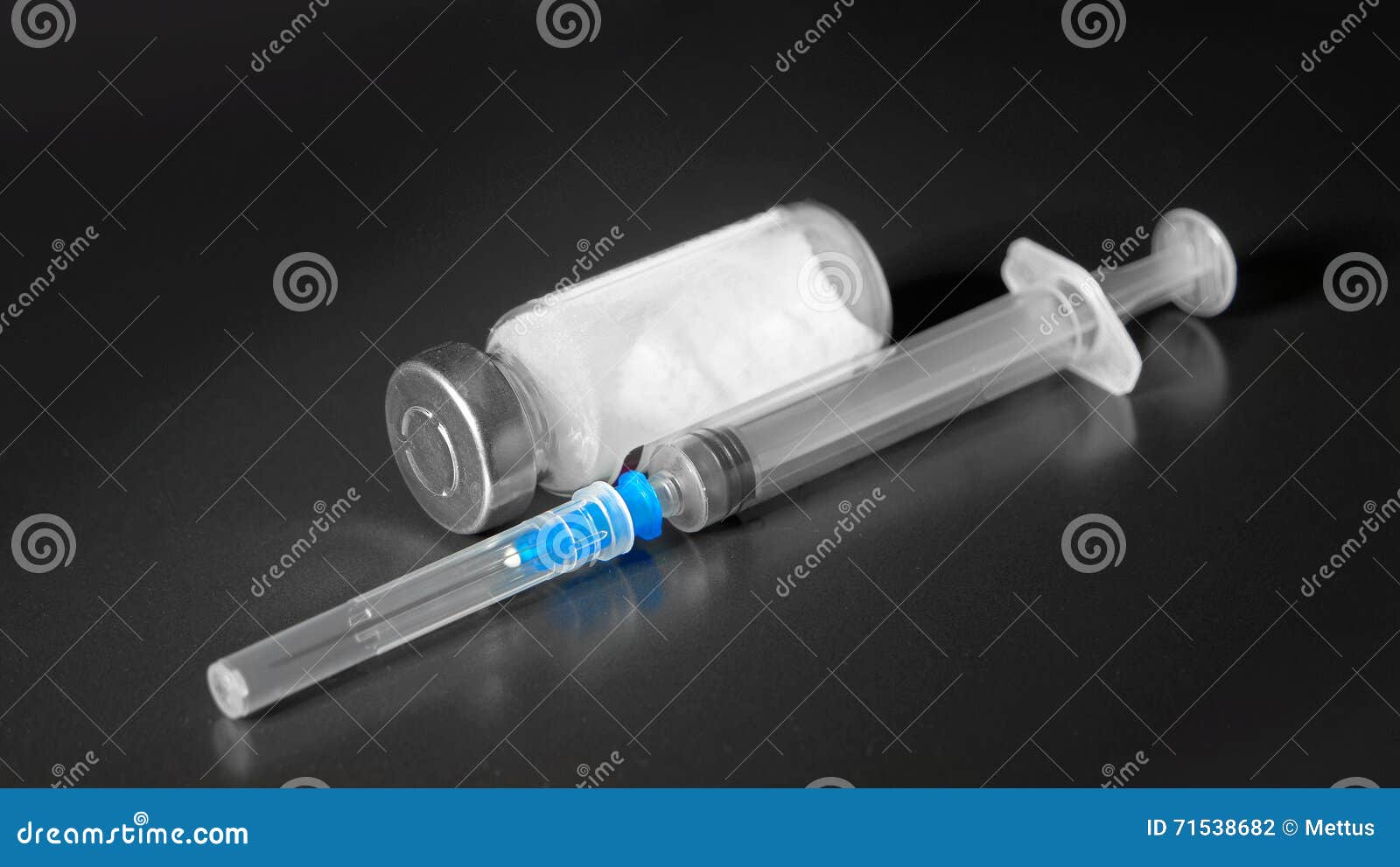 Syringe with Needle and Vial on Black Background, Ready for Injection ...