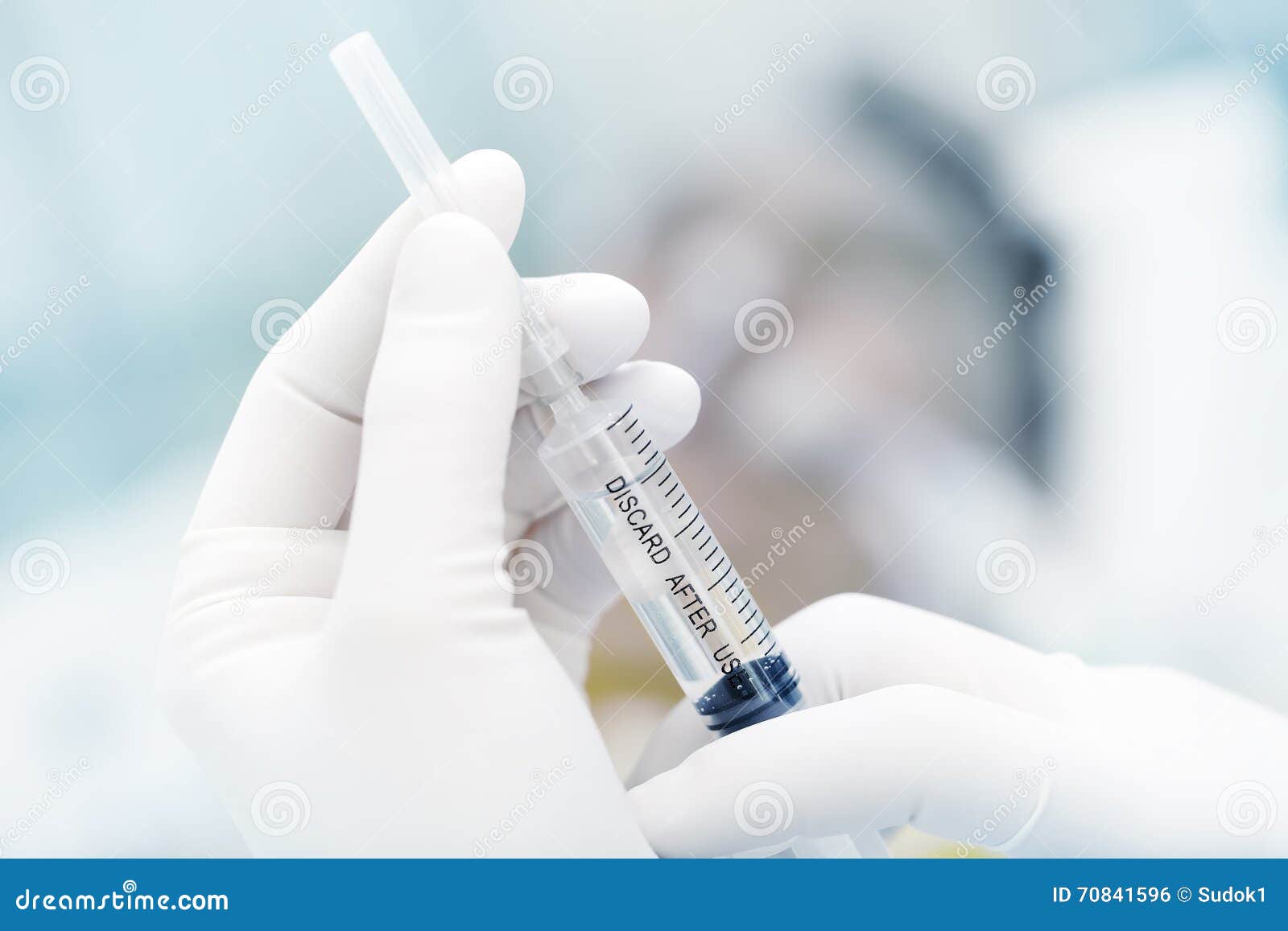 Syringe in nurse hand stock photo. Image of adult, illness - 70841596