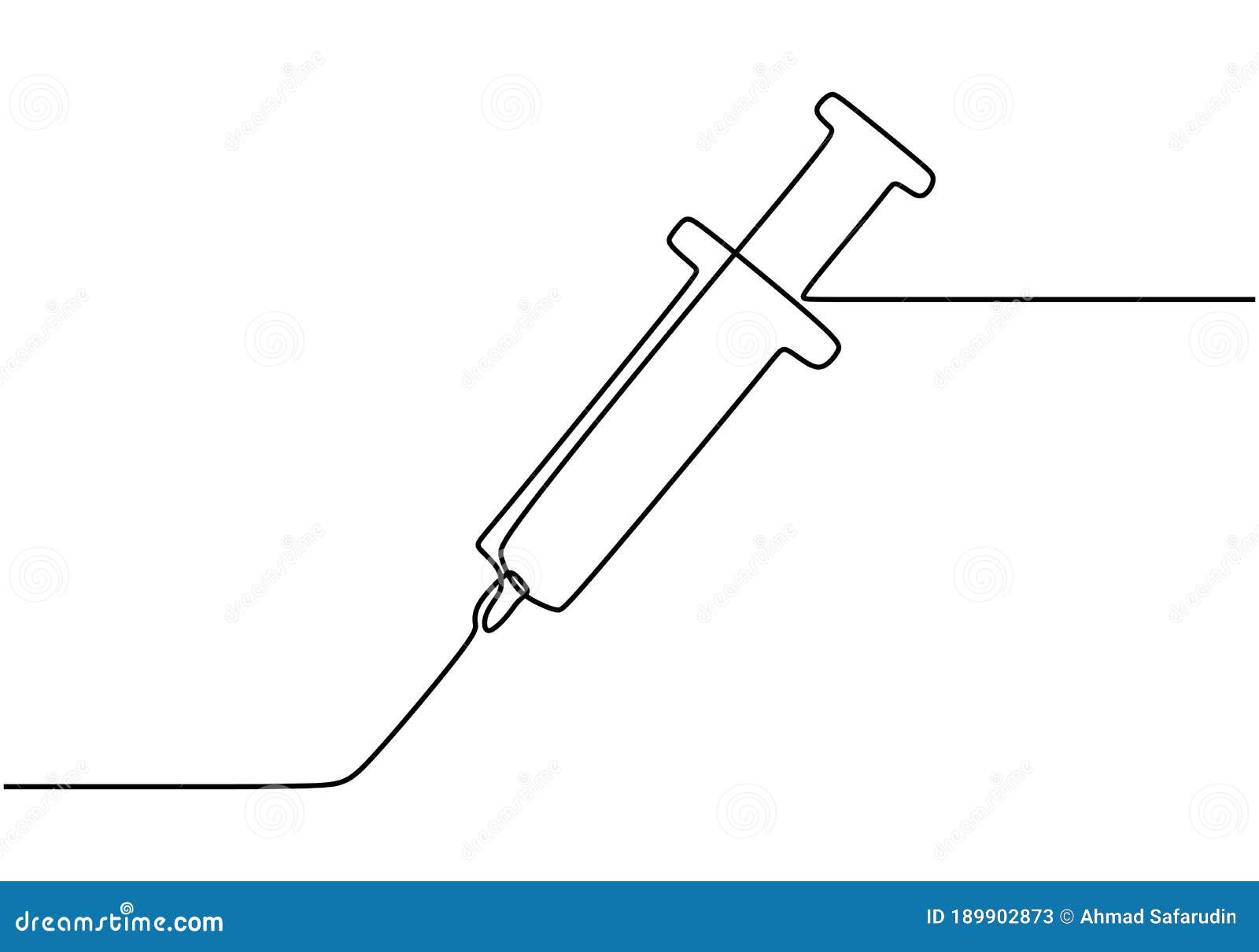 Syringe One Continuous Line Drawing Isolated Object on White Background ...