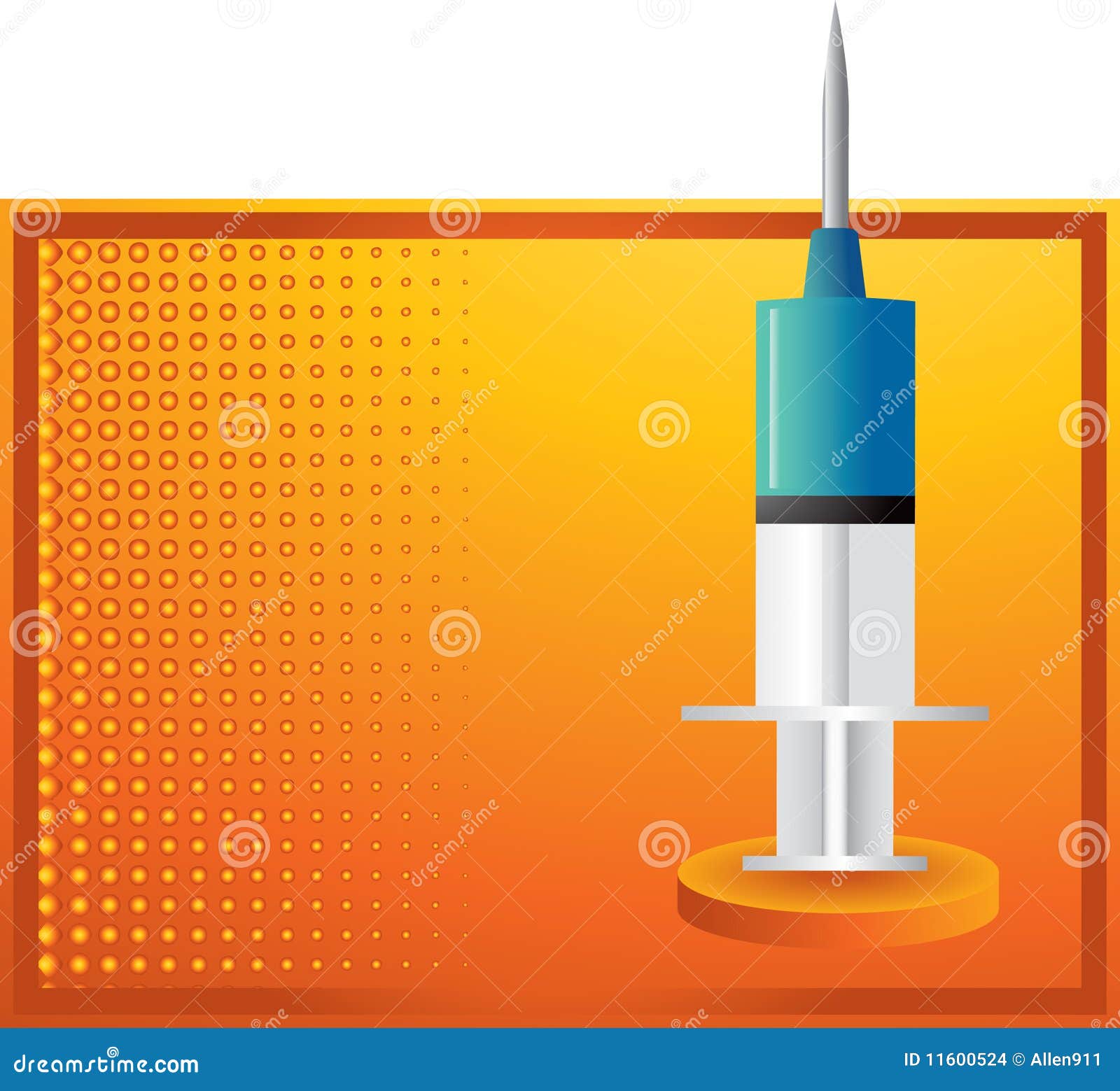 Syringe on Orange Halftone Banner Template Stock Vector - Illustration ...