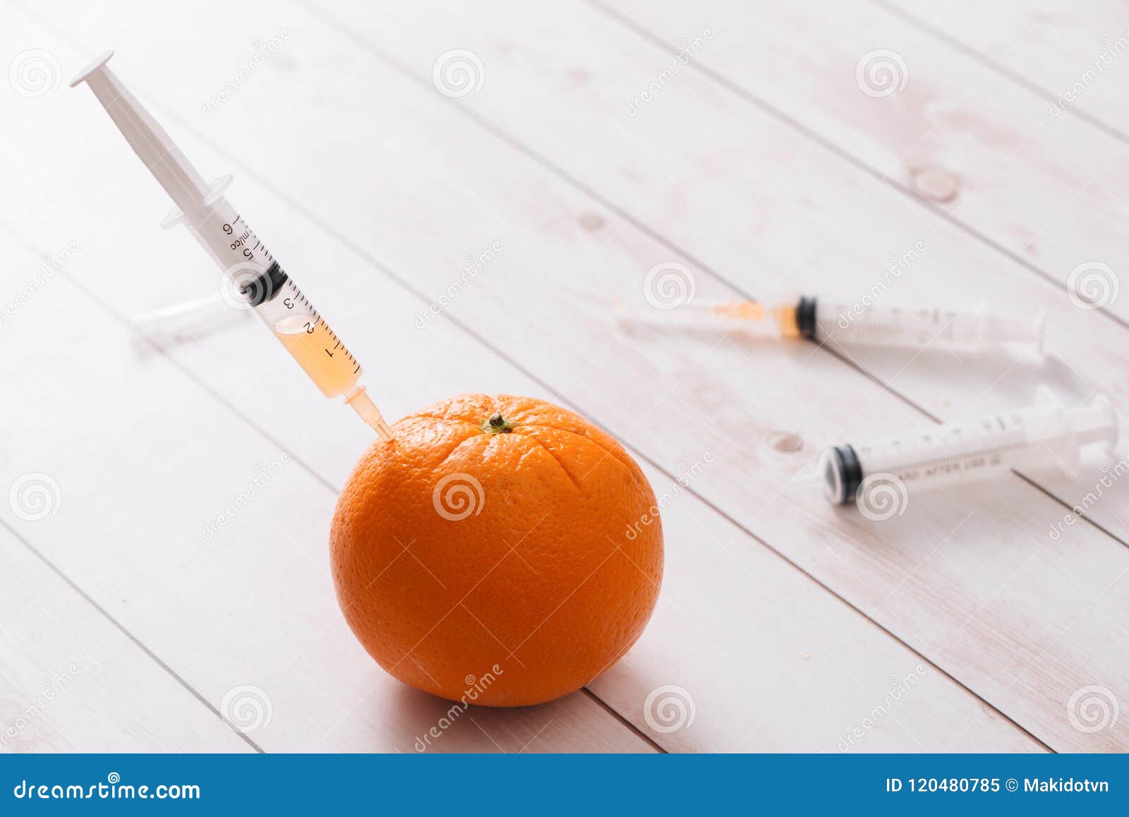 Syringe of Orange on a White Background Isolation Stock Image - Image ...