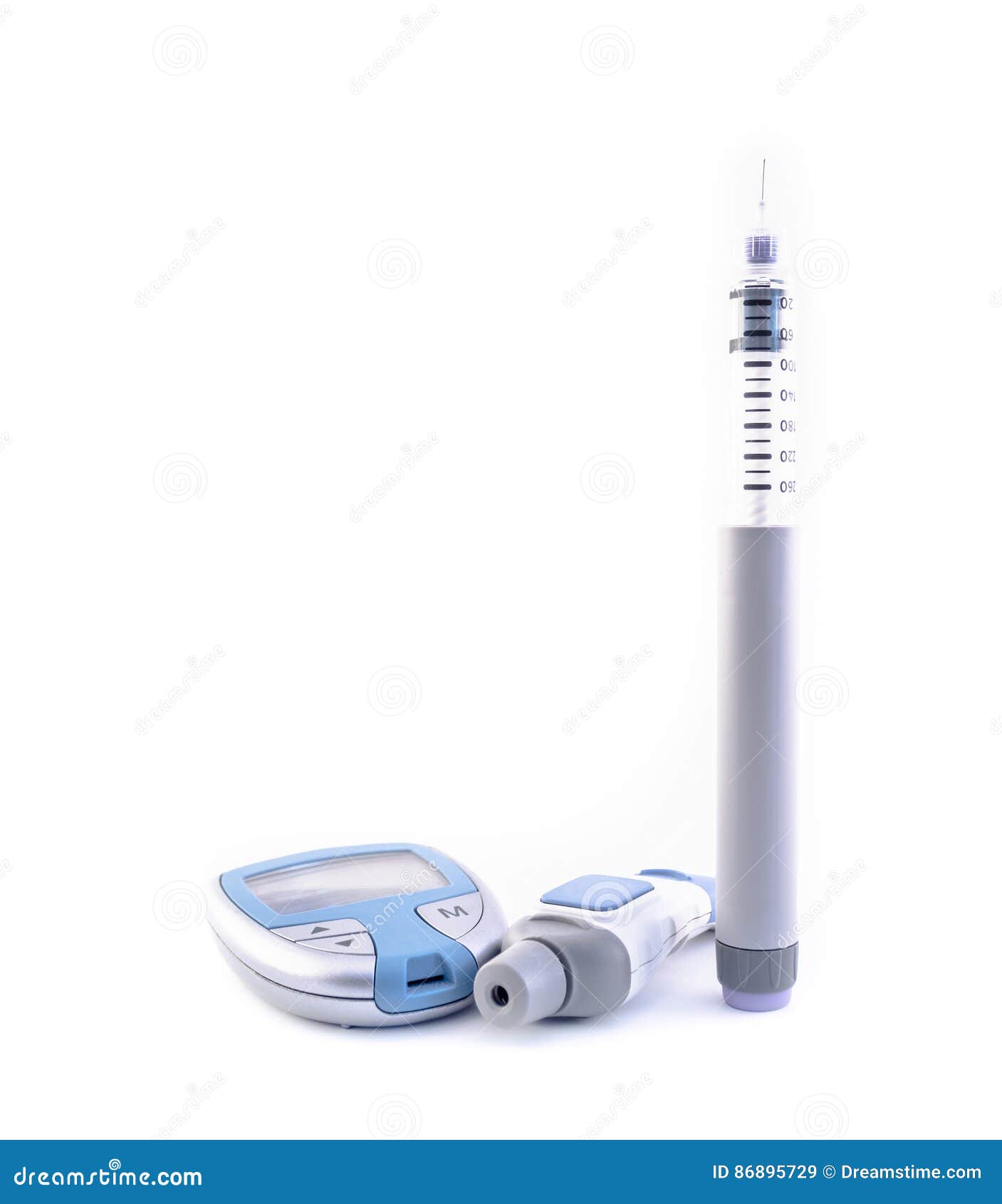 Syringe Pen, Glucose Meter and Insulin Stock Image - Image of monitor ...