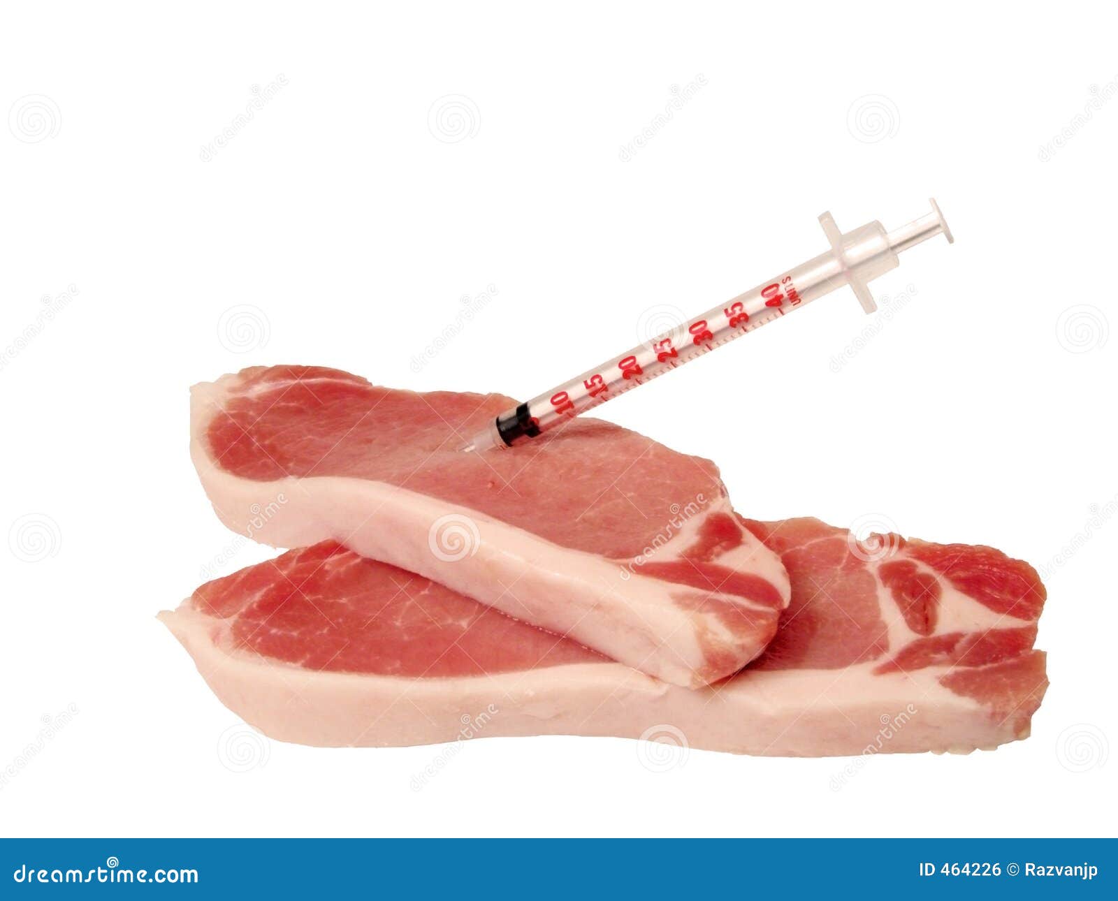 Syringe in a Pork Meat Piece-clipping Path Stock Photo - Image of ...