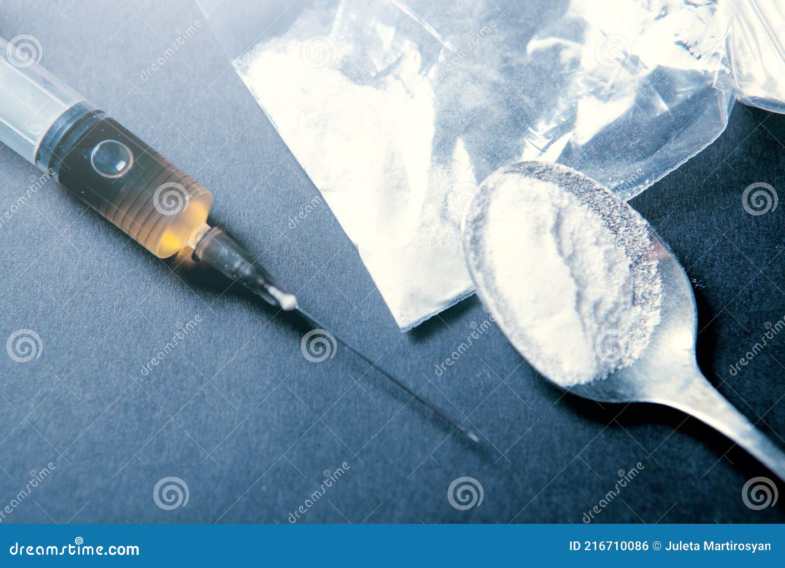 Syringe and Powder in a Packet Spoon Stock Photo - Image of dosage ...