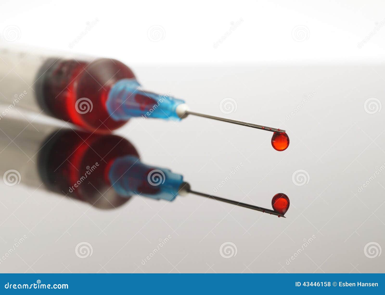 Syringe with red drop stock photo. Image of care, fluids - 43446158