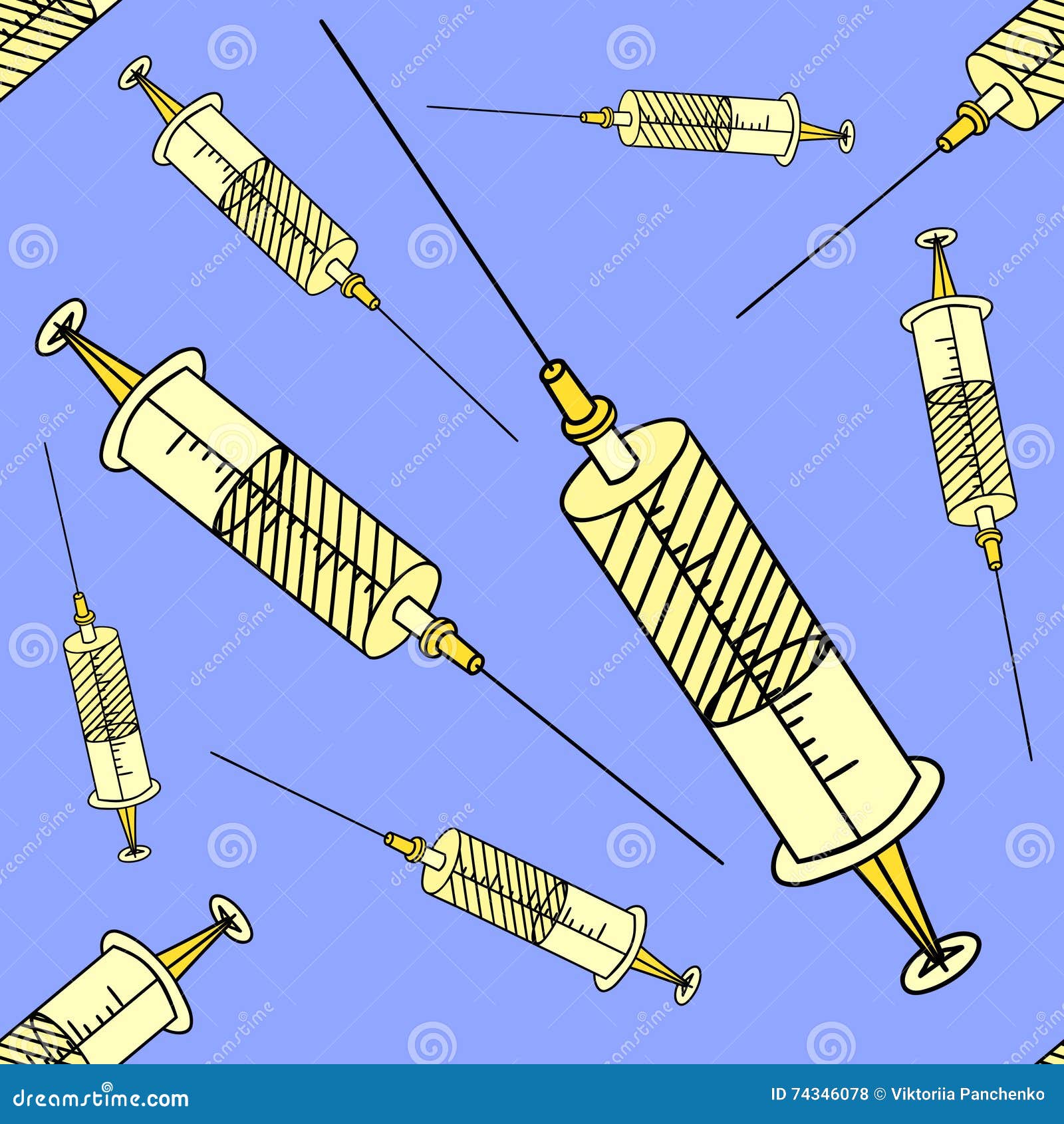 Syringe Seamless Pattern Background Cartoon Illustration Hospital ...