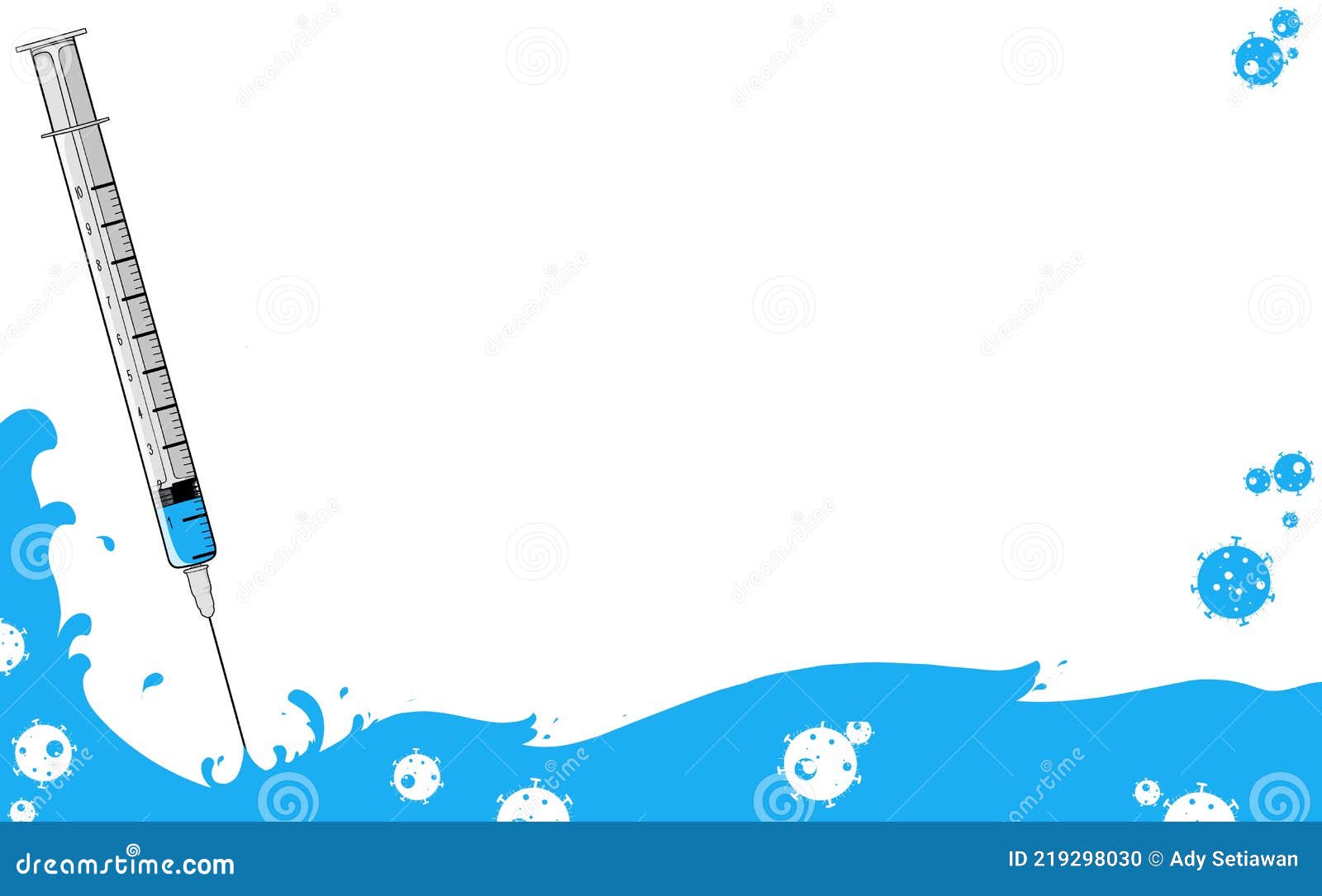 Syringe Shoot a Blue Liquid for Killing Bacteria and Virus Stock ...