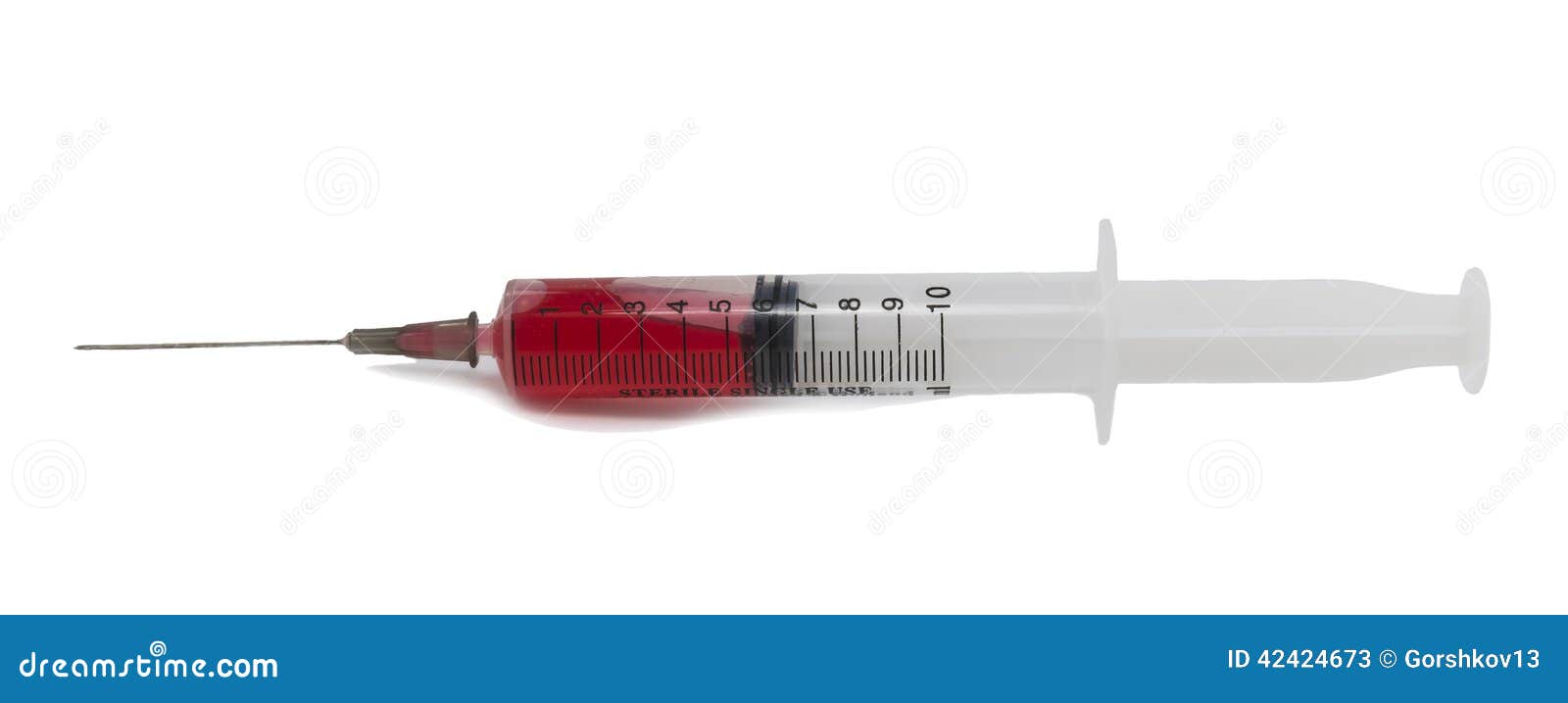 Syringe for Single Use Filled with a Red Liquid Stock Image - Image of ...
