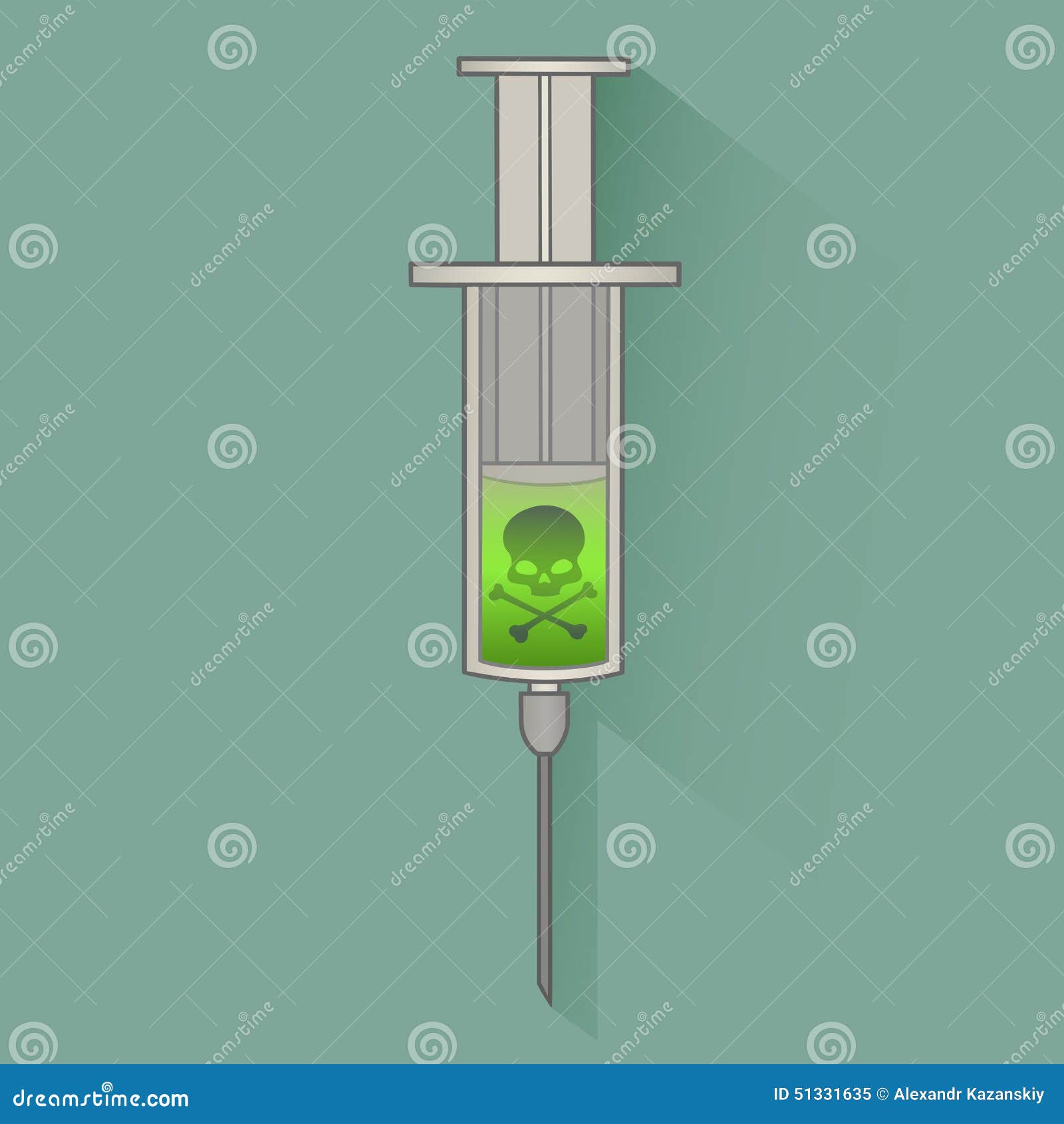 Syringe with skull stock vector. Illustration of evil - 51331635
