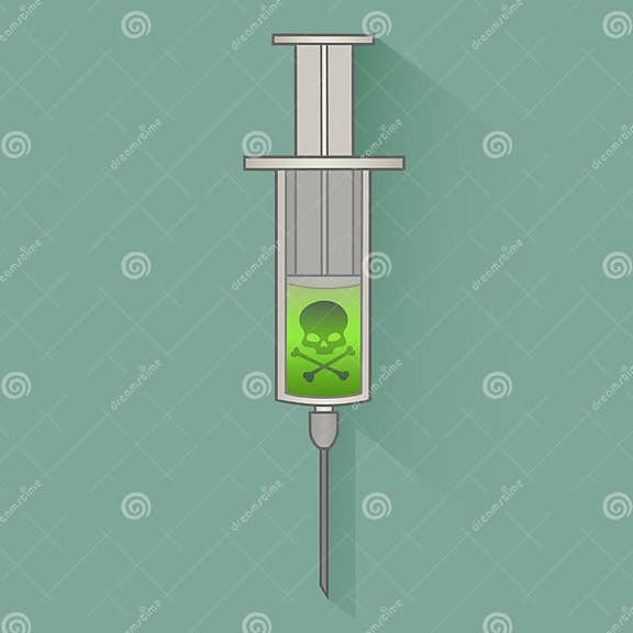 Syringe with skull stock vector. Illustration of evil - 51331635