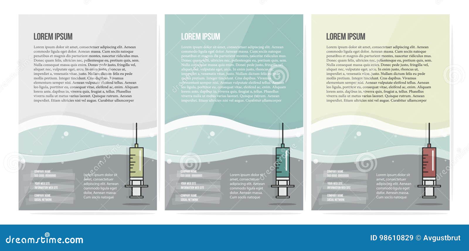Syringe Symbol on Vector Set Brochure Design, Layout Template. Stock ...