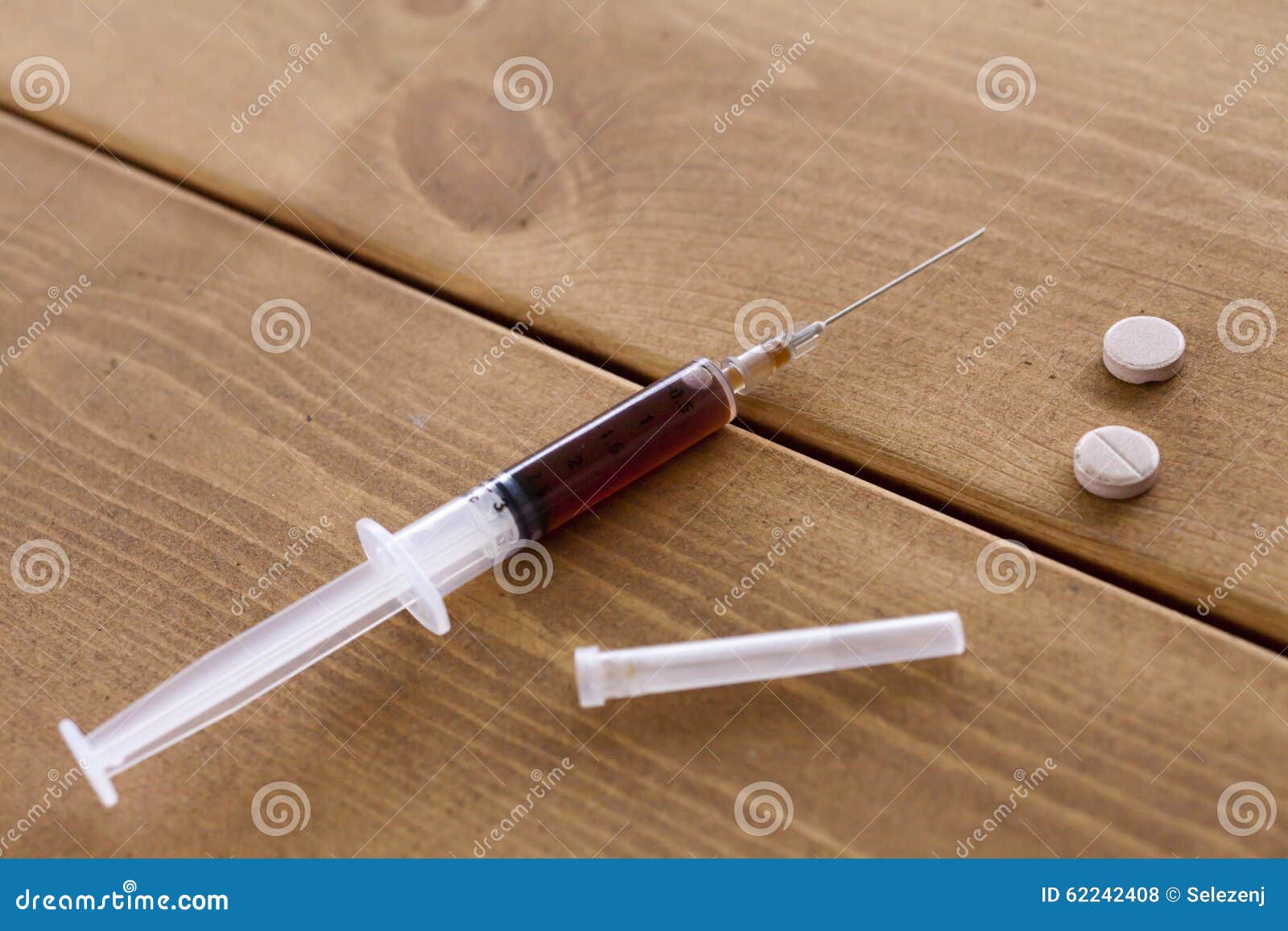 Syringe on a table stock photo. Image of disease, addiction - 62242408