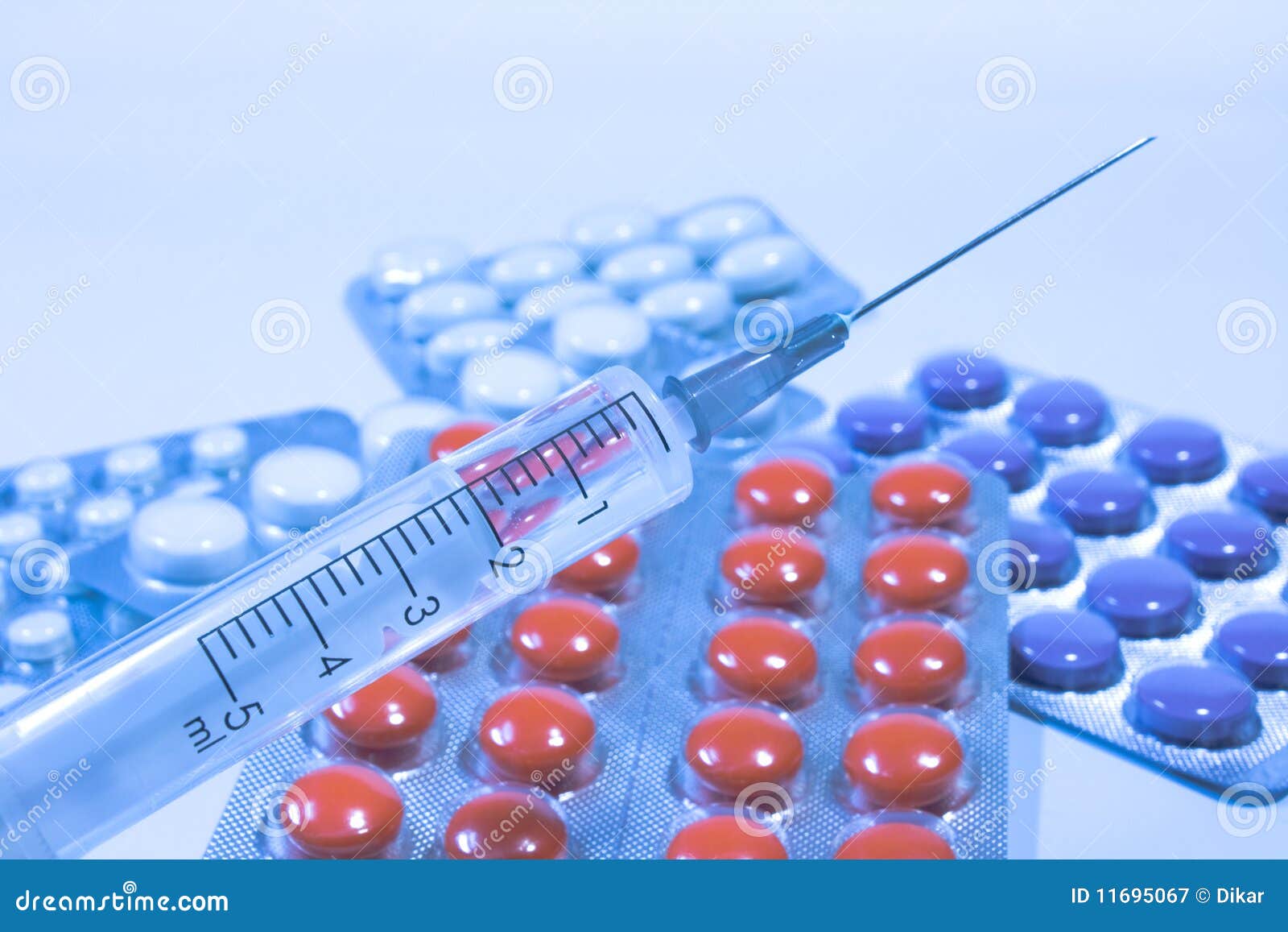 Syringe and tablets. stock image. Image of treatment - 11695067