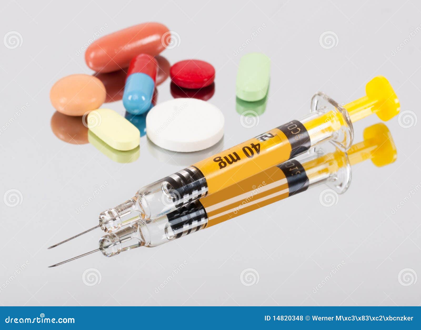 Syringe with tablets stock photo. Image of indoors, pharmacy - 14820348