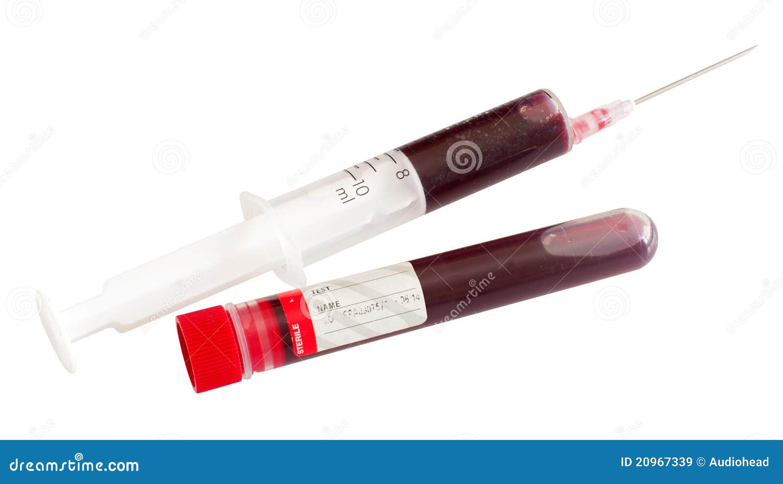Syringe and Test Tube with Blood Stock Image - Image of medication ...