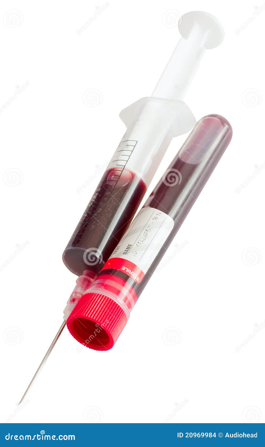 Syringe and Test Tube with Blood Stock Photo - Image of test, medical ...