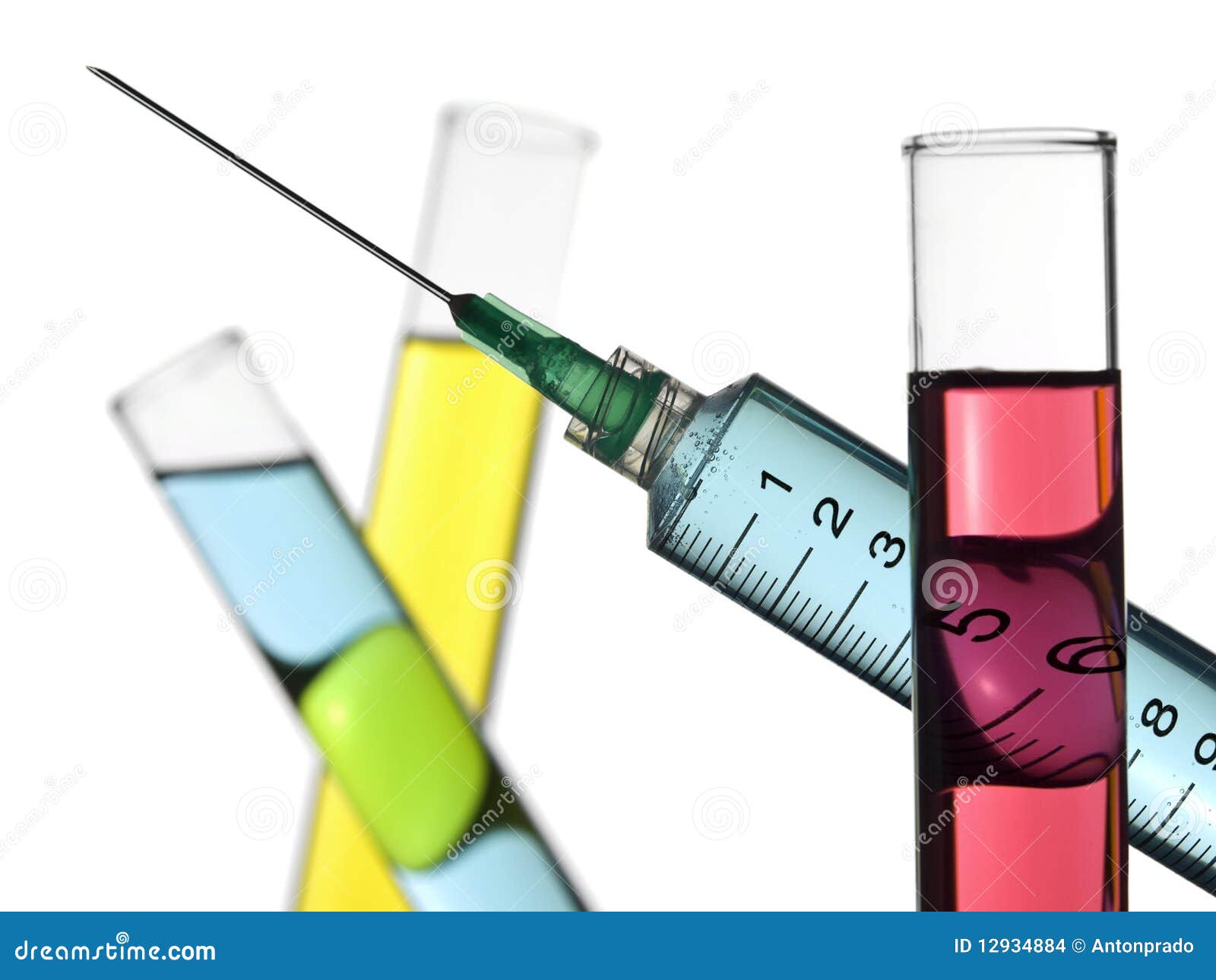 Syringe and test tubes stock photo. Image of front, equipment - 12934884