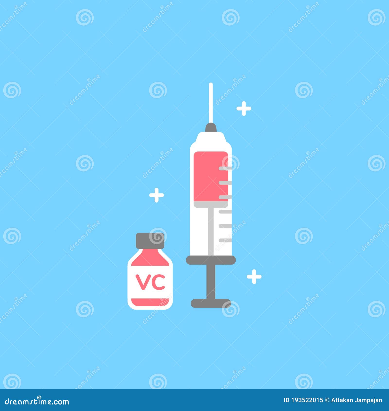 A Syringe and Vial Containing Vaccine Flat Design Element,Icon,Vector ...