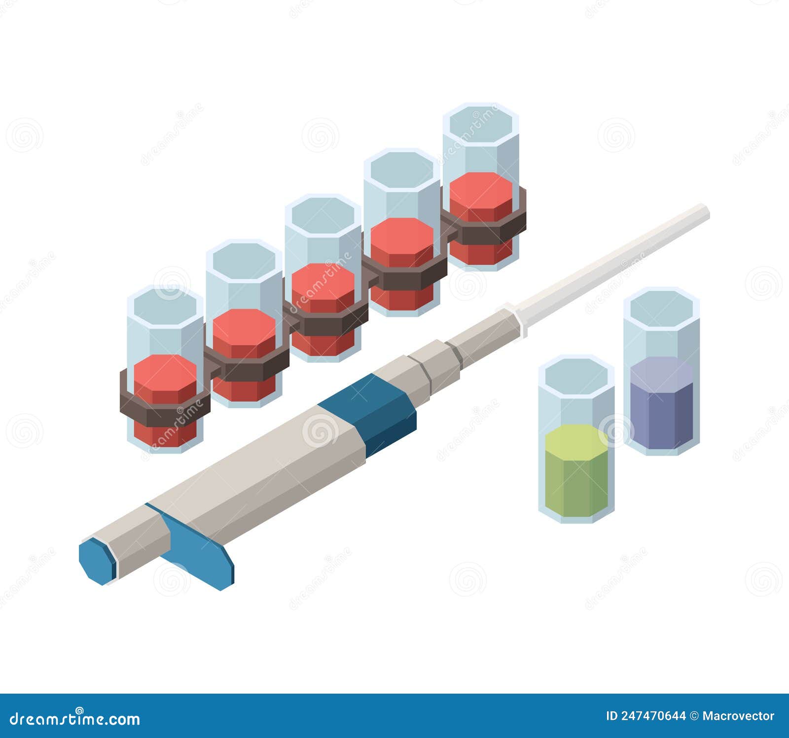 Syringe with Vials Composition Stock Vector - Illustration of science ...