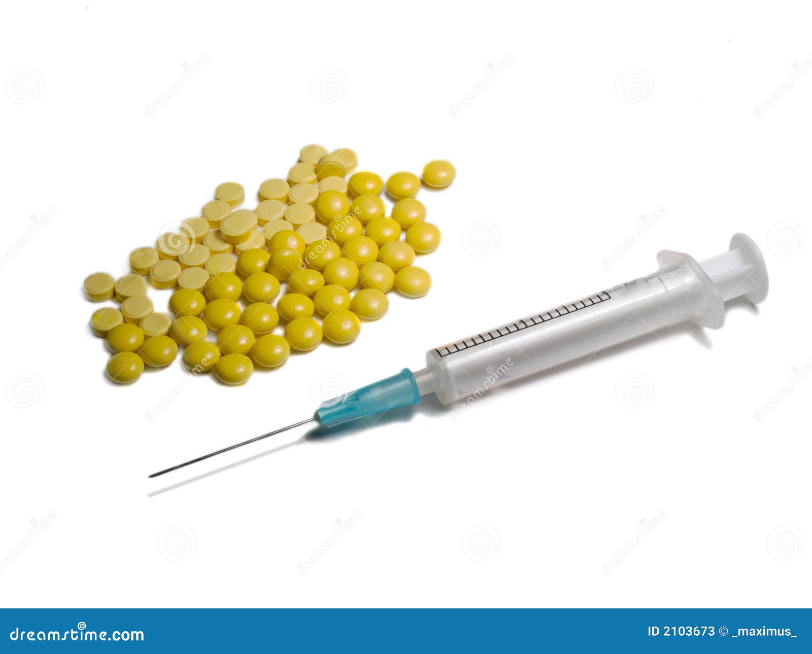 Syringe And Yellow Tablets Picture. Image: 2103673