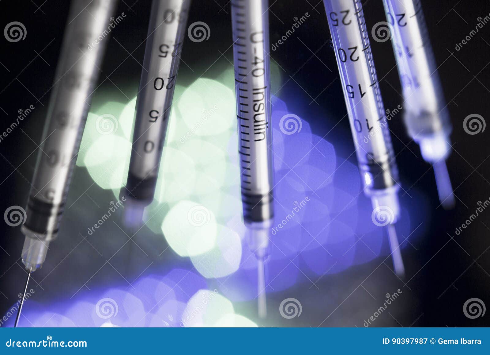 Syringes on Colorful Background Unfocused Stock Image - Image of ...