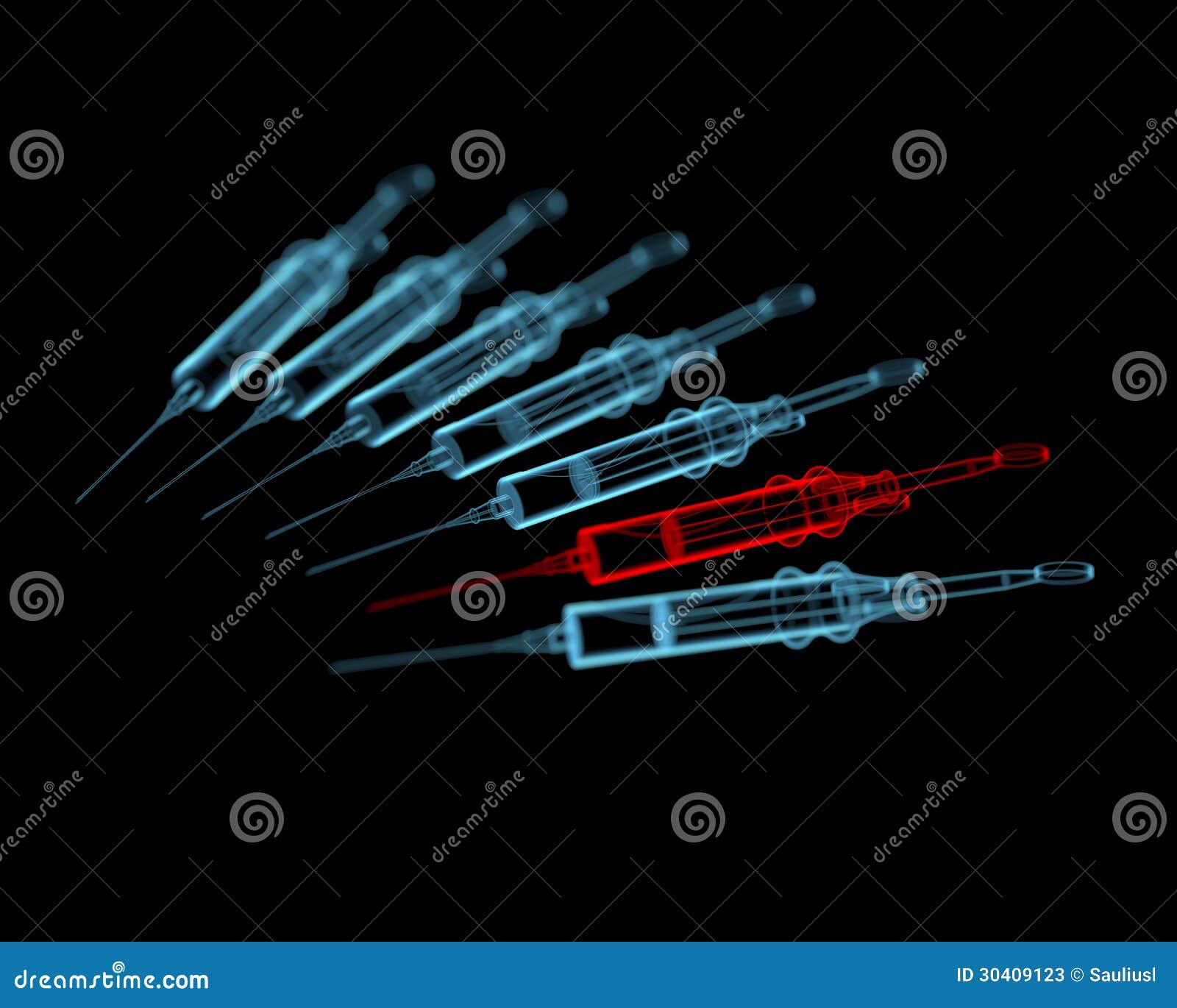 Syringes (3D Xray Red and Blue Transparent) Stock Image - Image of ...