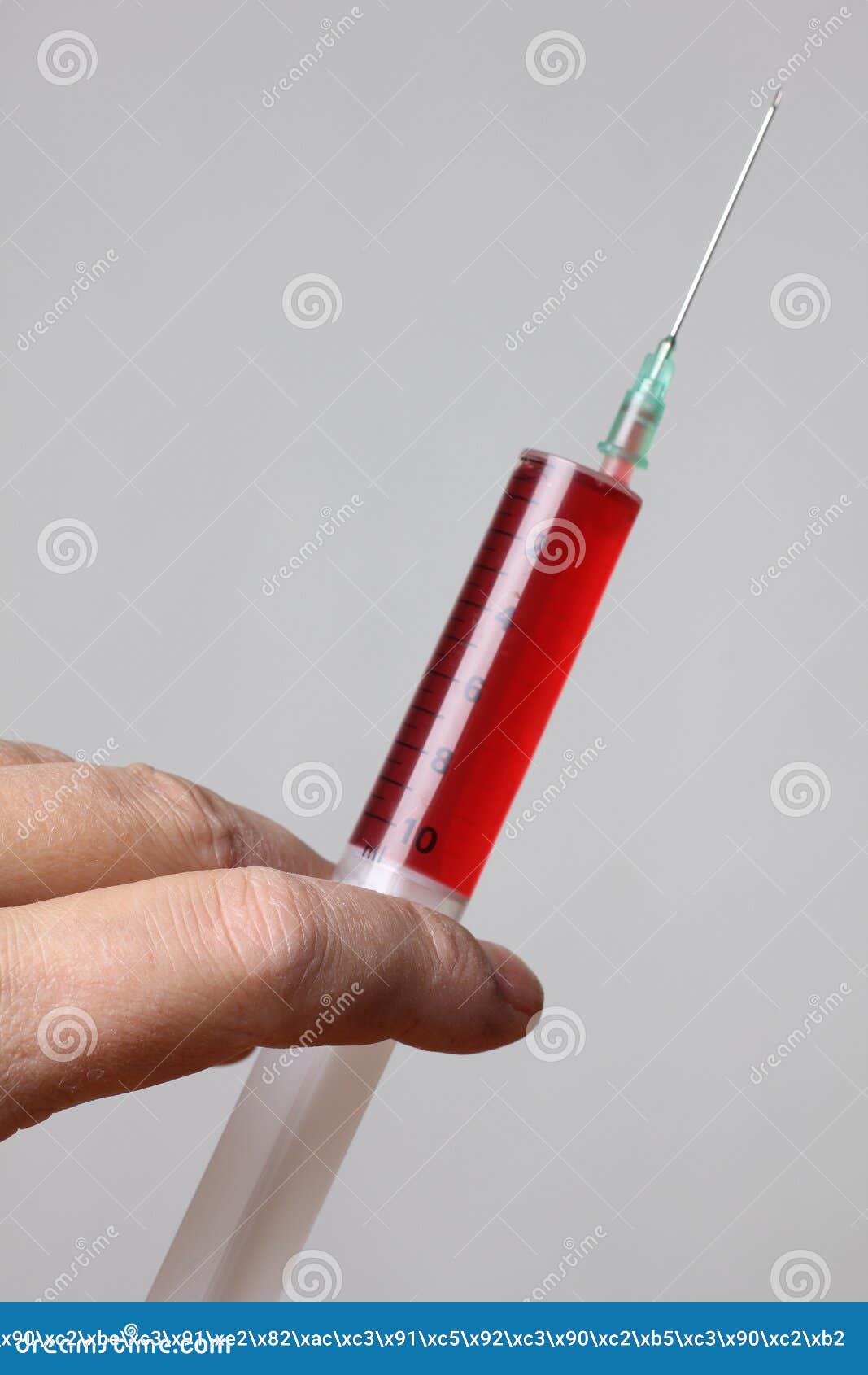 Syringes in hand one stock image. Image of laboratory - 184606359