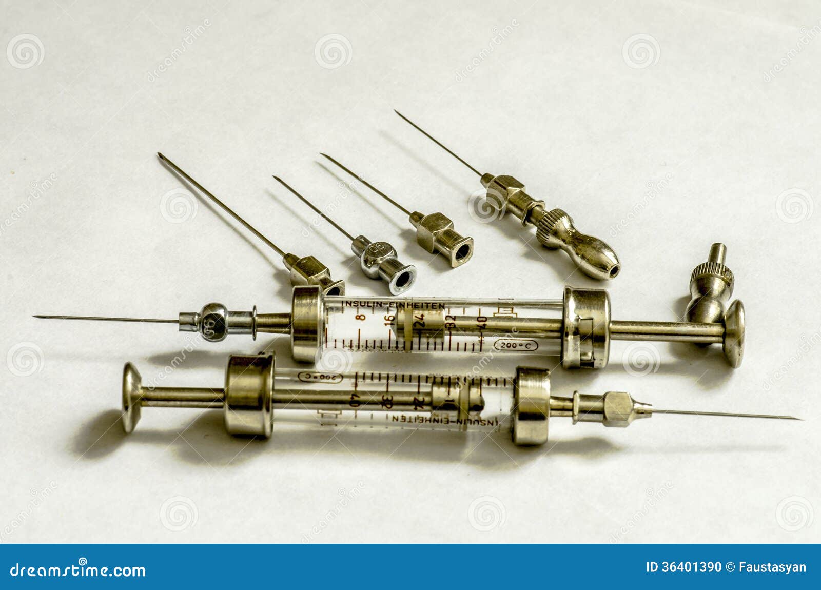 Syringes with Needles Old Sample Stock Photo - Image of recovery, brass ...