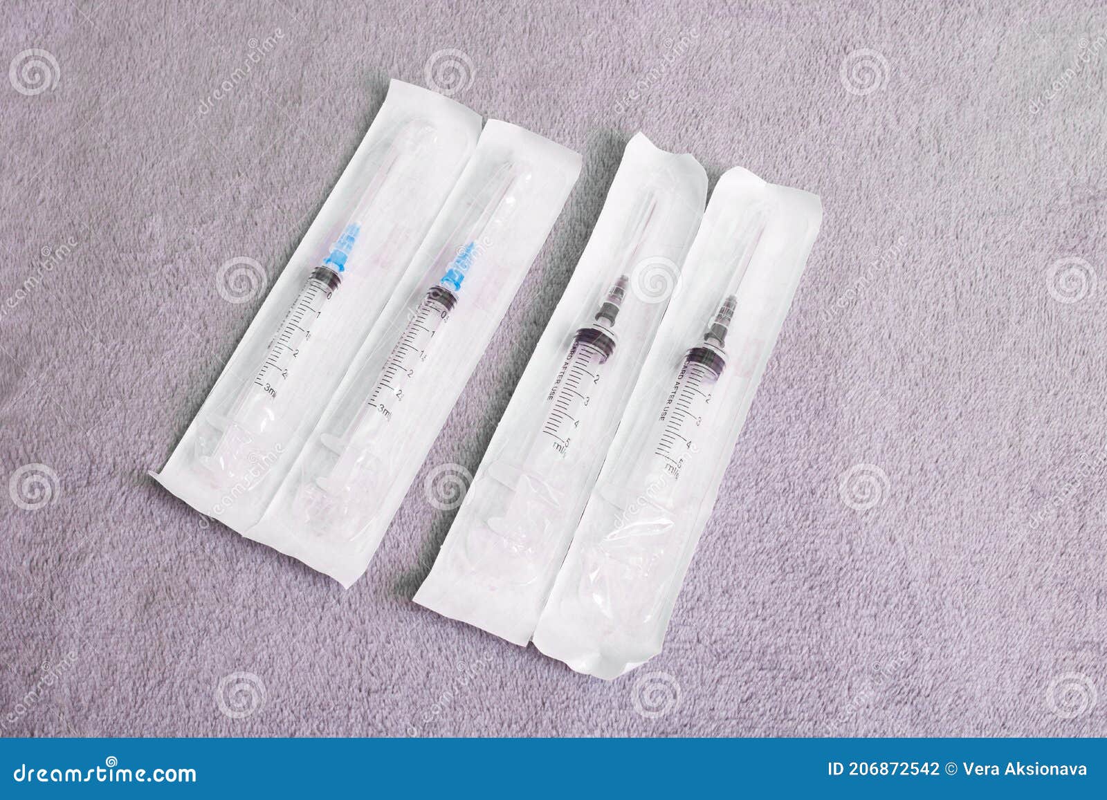Syringes in a Package on a Gray Background Stock Photo - Image of ...
