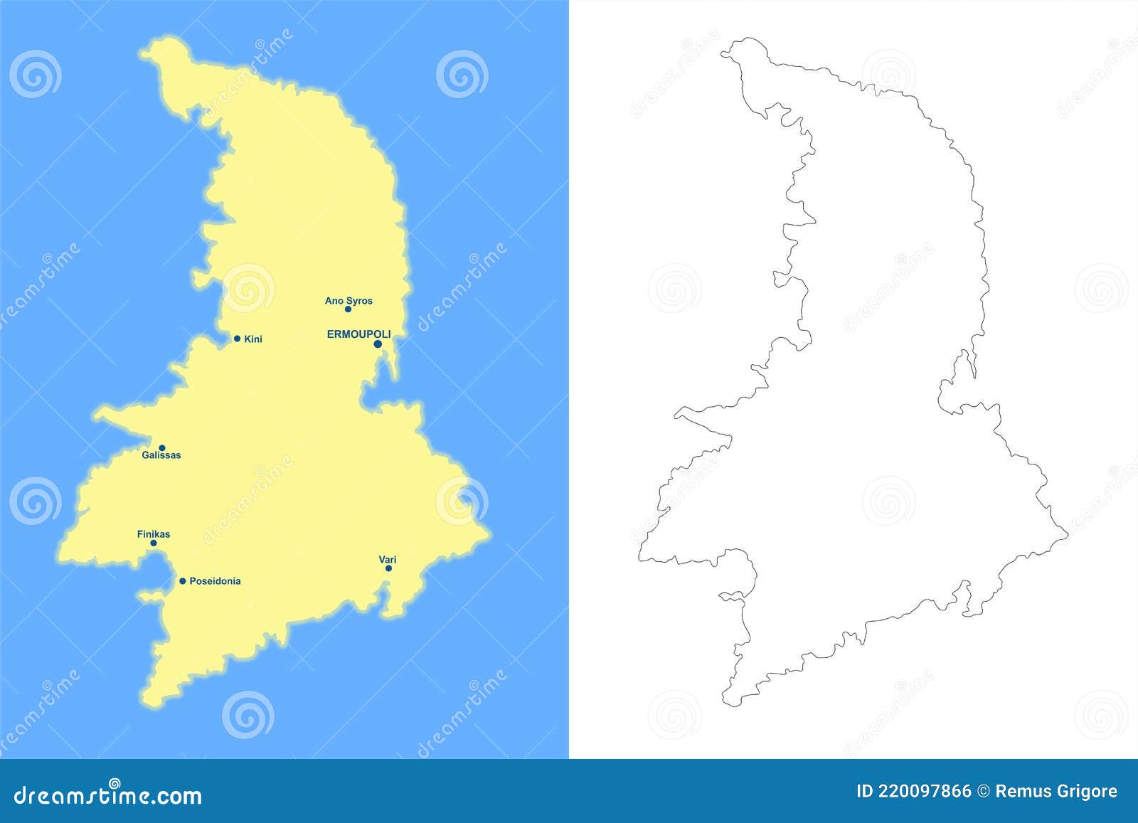 Syros Island Map - Cdr Format Stock Vector - Illustration of islands ...