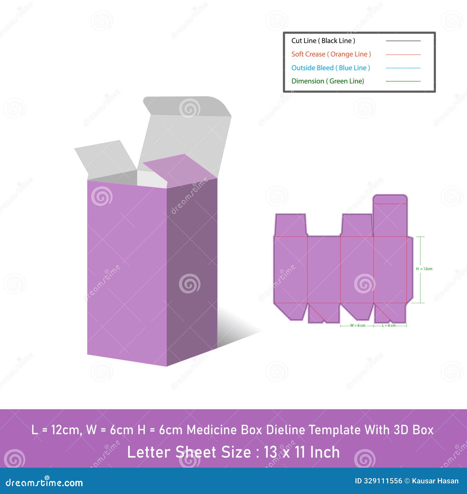 Syrup Box Size 12x6x6 Cm Die Line Template, Vector Design Stock Vector ...