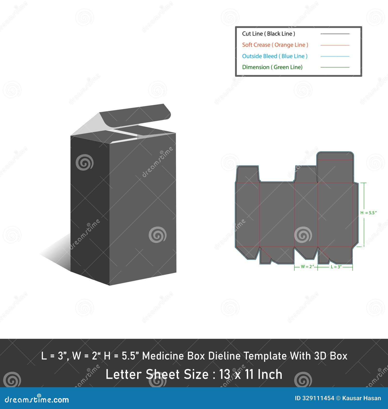 Syrup Box Size 3x2x5.5"die Line Template, Vector Design Stock Vector ...