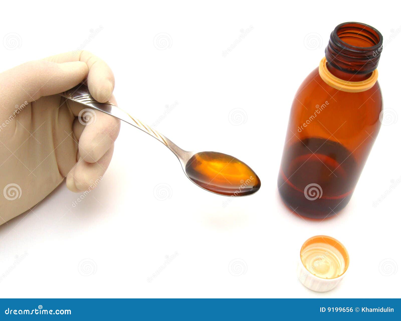 The Syrup on spoon. stock photo. Image of cough, glove - 9199656