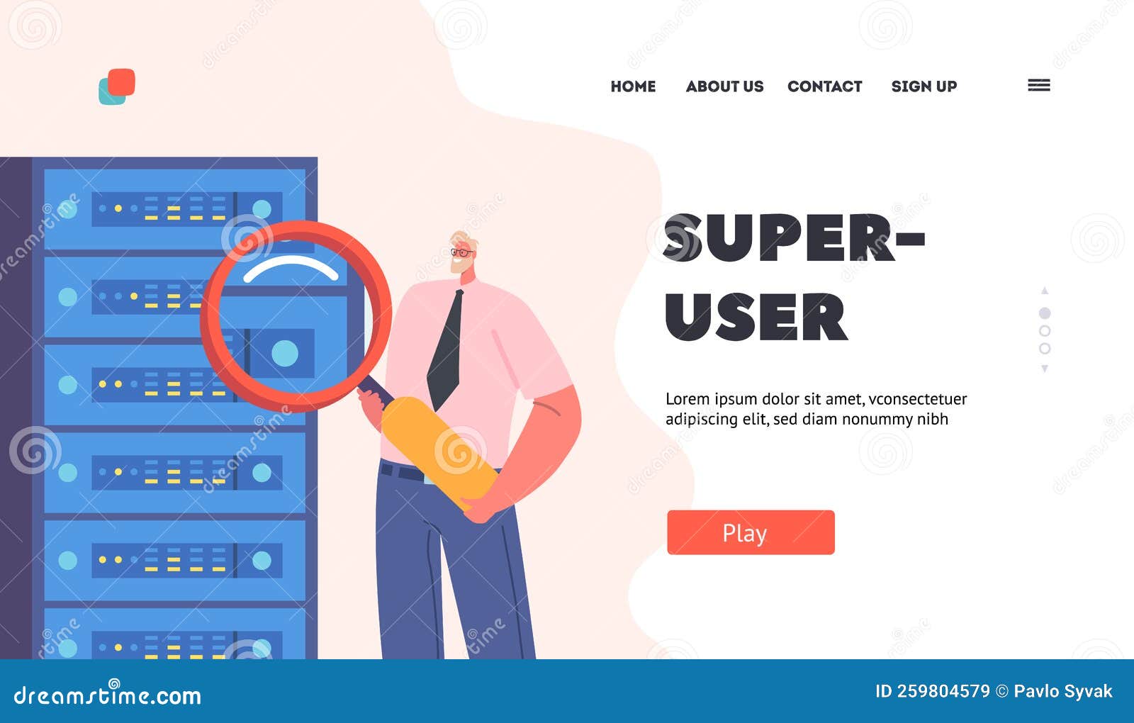 Sysadmin Landing Page Template. System Administrator Working with ...