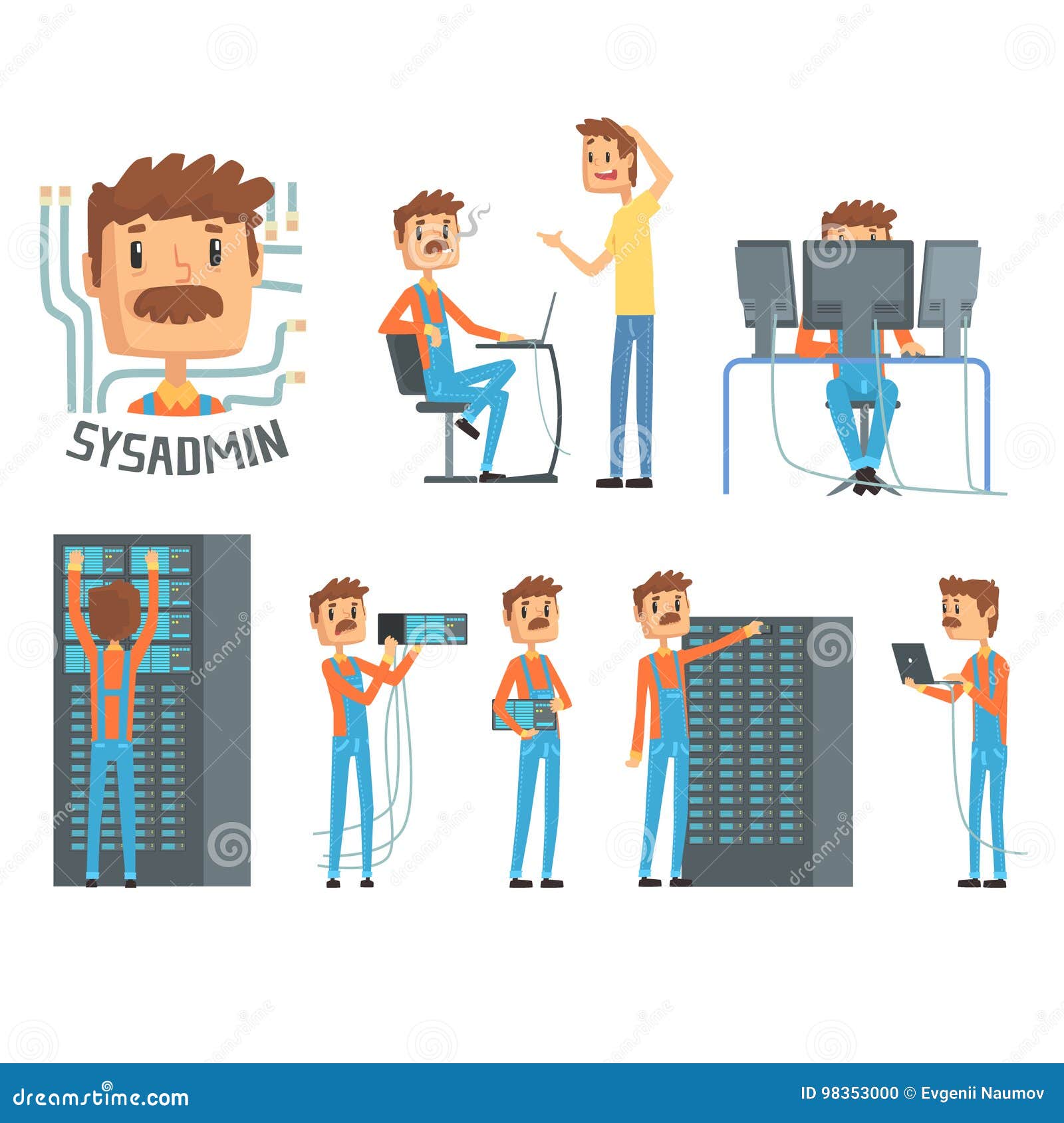 Set Of Engineer Characters Poses Cartoon Vector | CartoonDealer.com ...