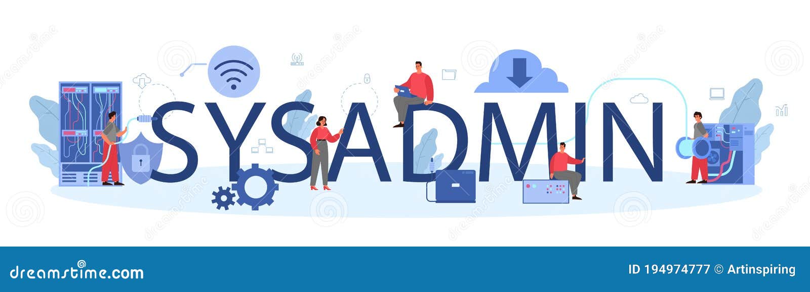 Sysadmin At Computer In Server Room With Storage Equipment, Hardware ...