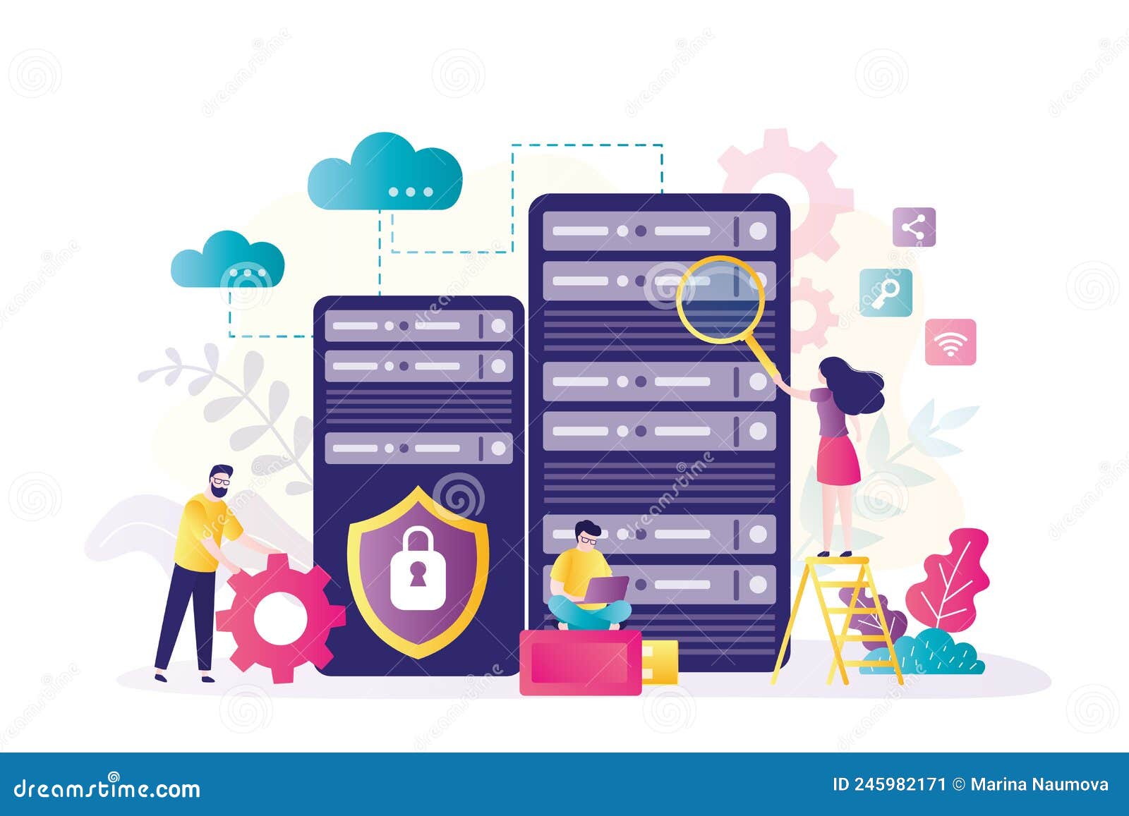 Sysadmins Team Configures Database. System Administrators Optimize ...