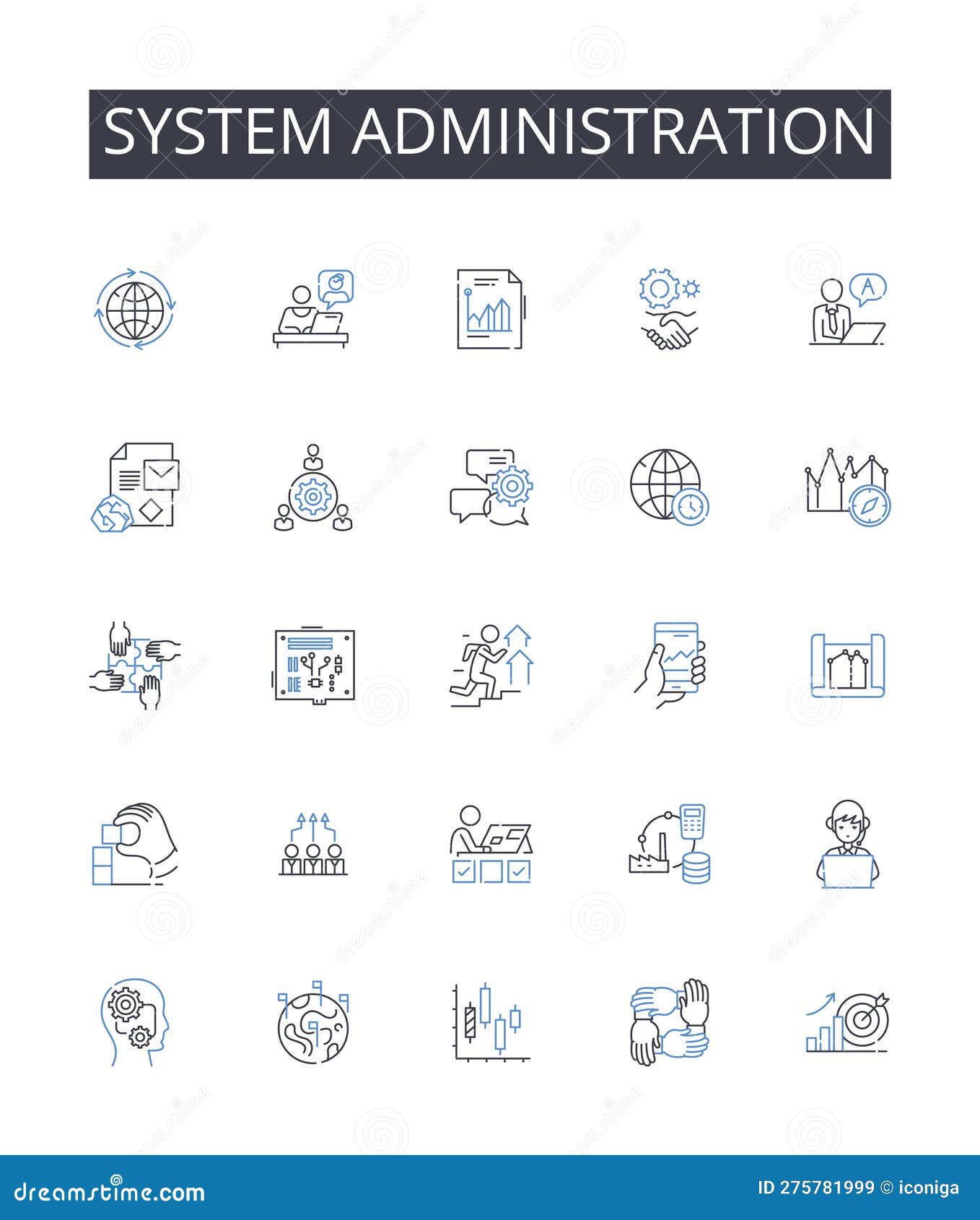 System Administration Line Icons Collection. Nerk Management ...