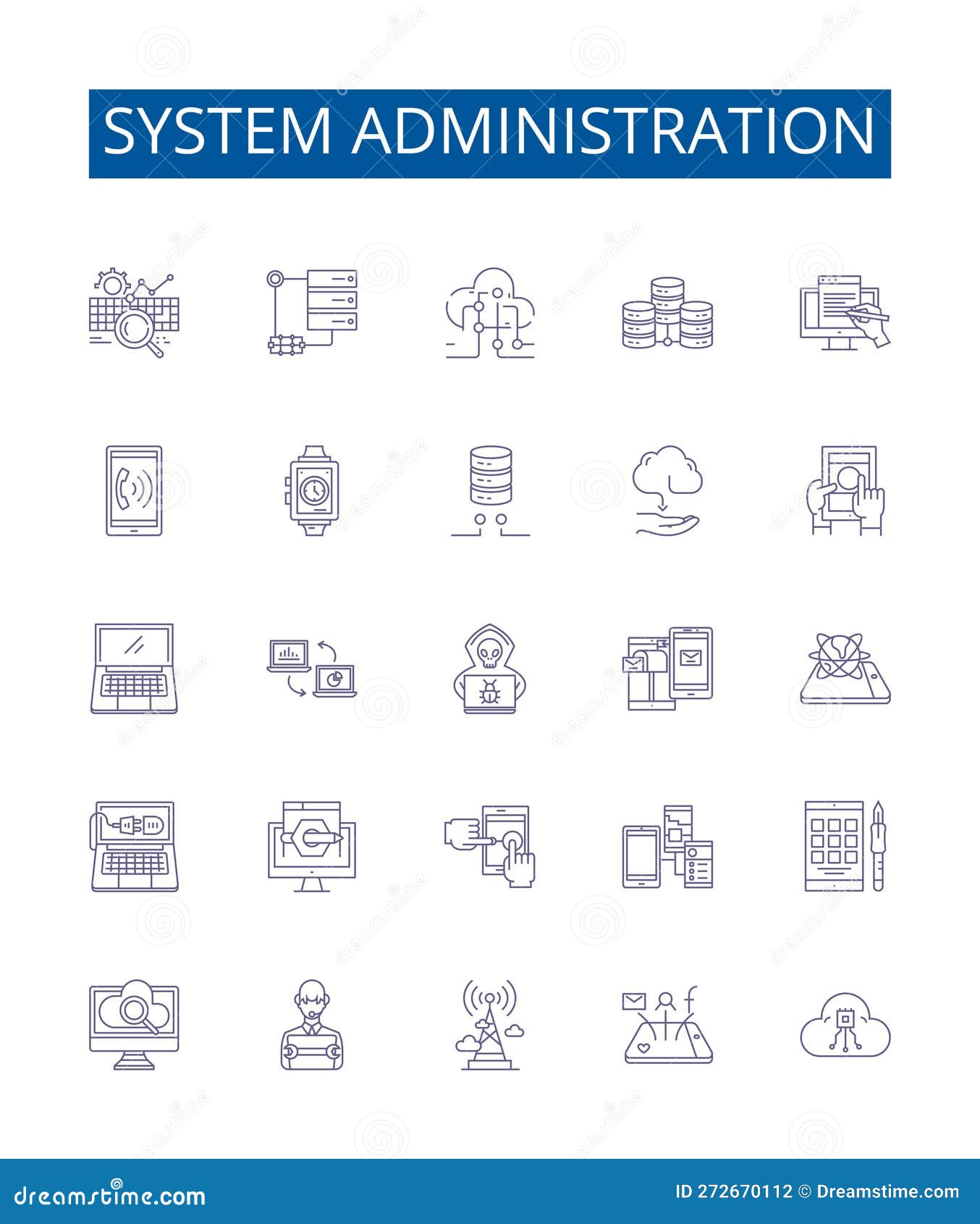 System Administration Line Icons Signs Set Design Collection Of Sysadmin Admin Network